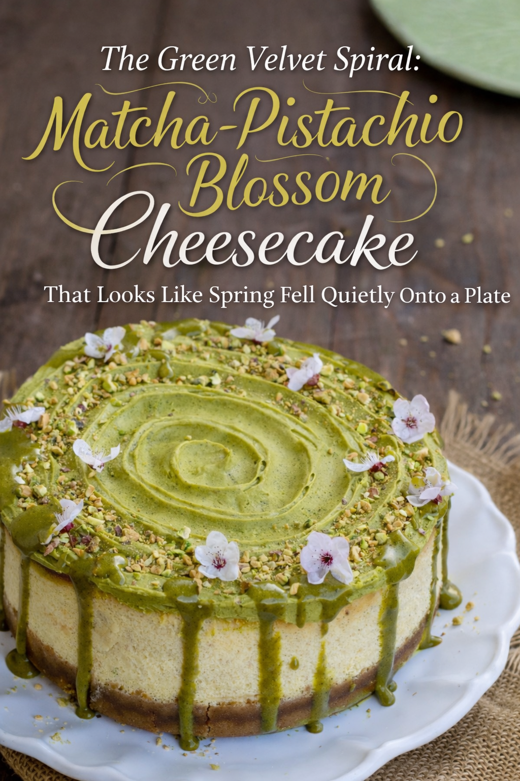 The Green Velvet Spiral: Matcha-Pistachio Blossom Cheesecake That Looks ...