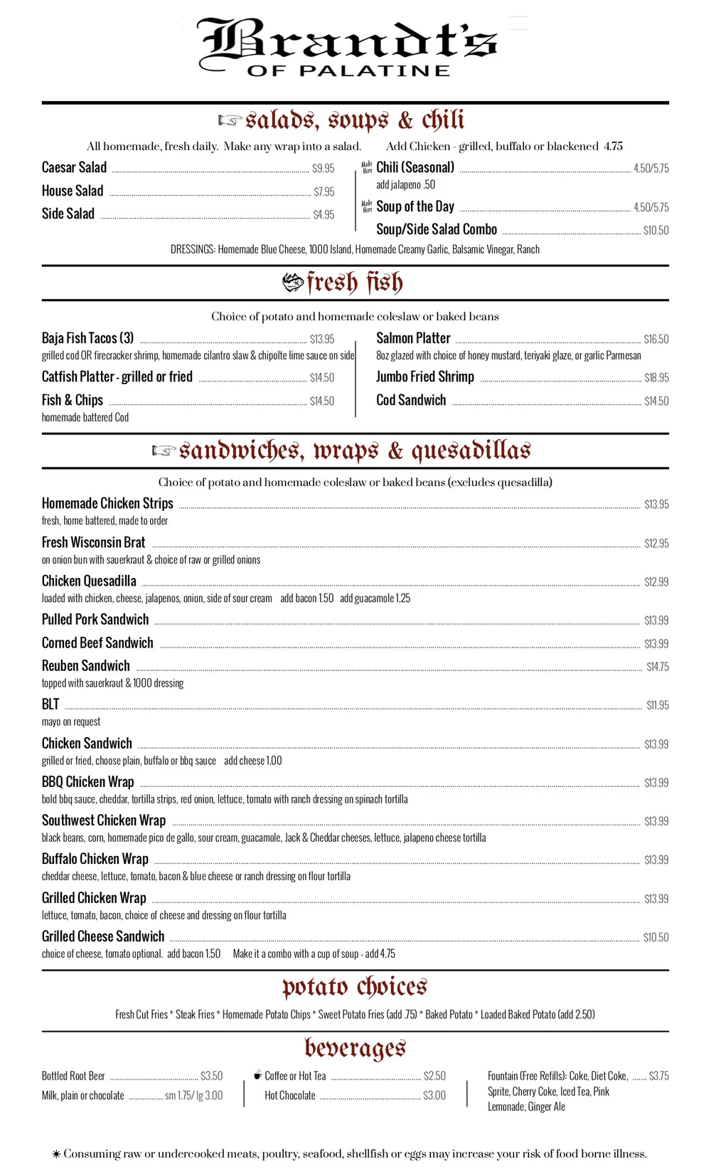 Our Menu — Brandt's of Palatine
