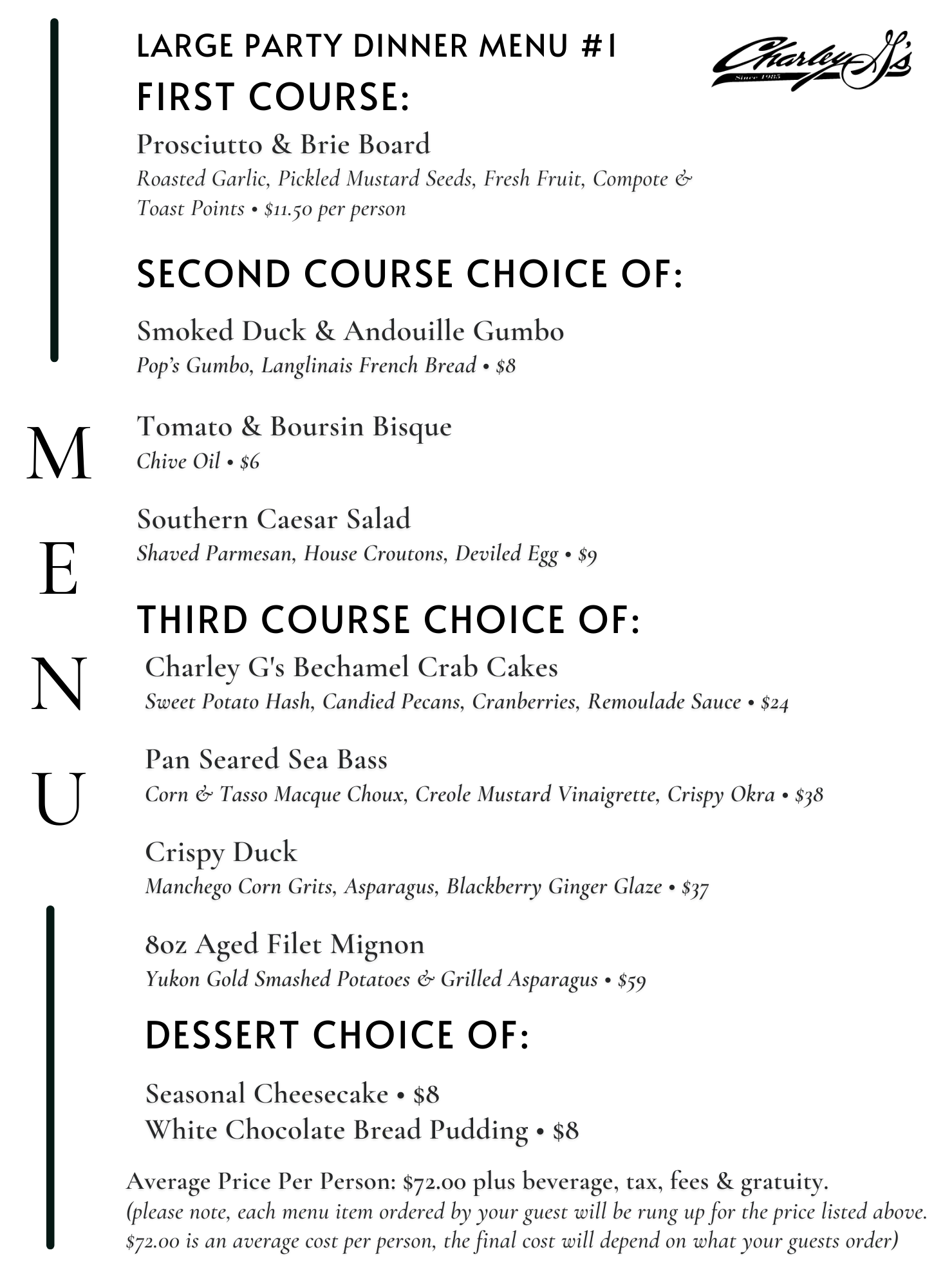 Large Party Menu Options Charley G s large-party-menu-options-charley-g-s