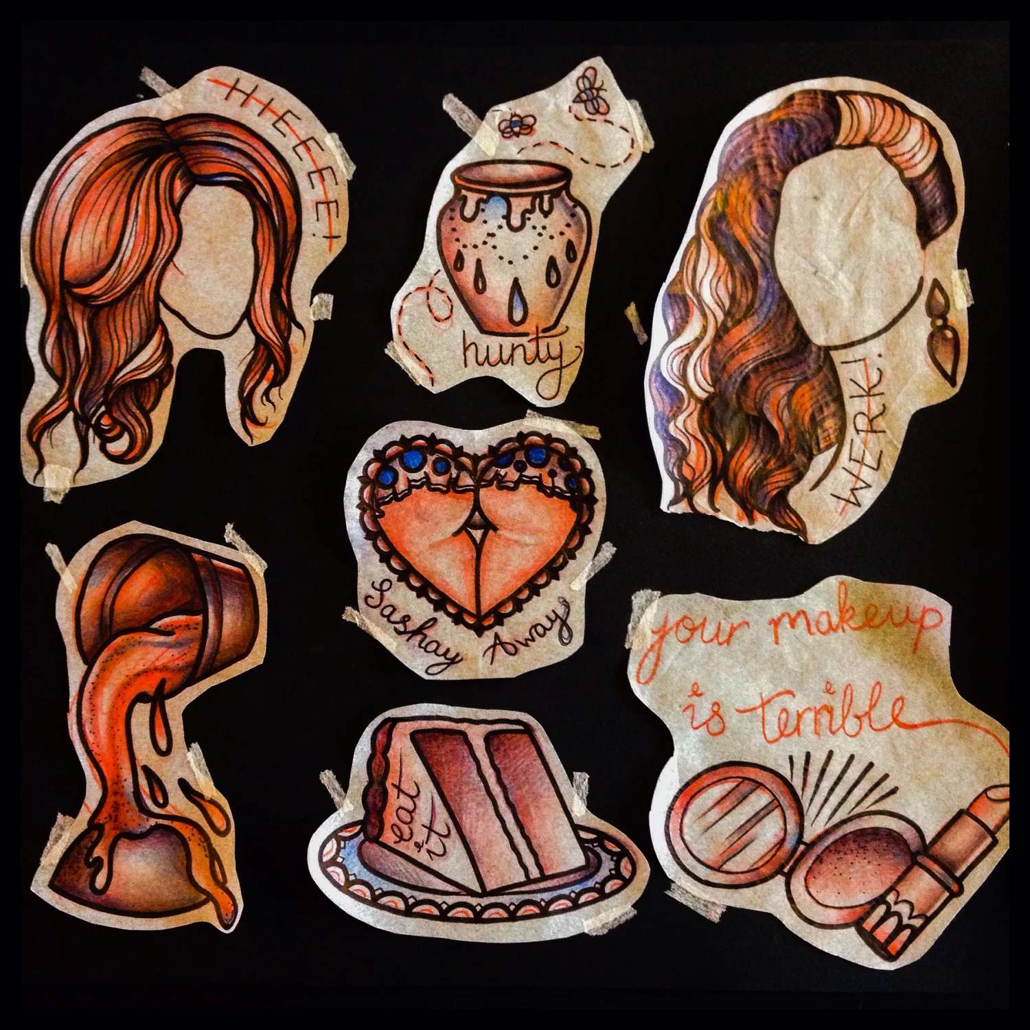 RuPaul's Drag Race Tattoo Flash by Jenna McAleese — The World of Kitsch