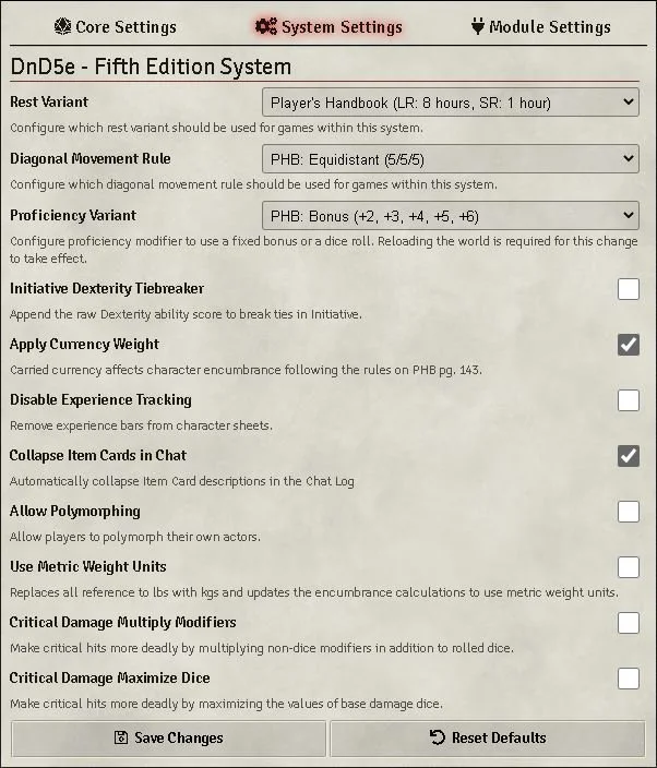 FoundryVTT: Settings & Configuration
