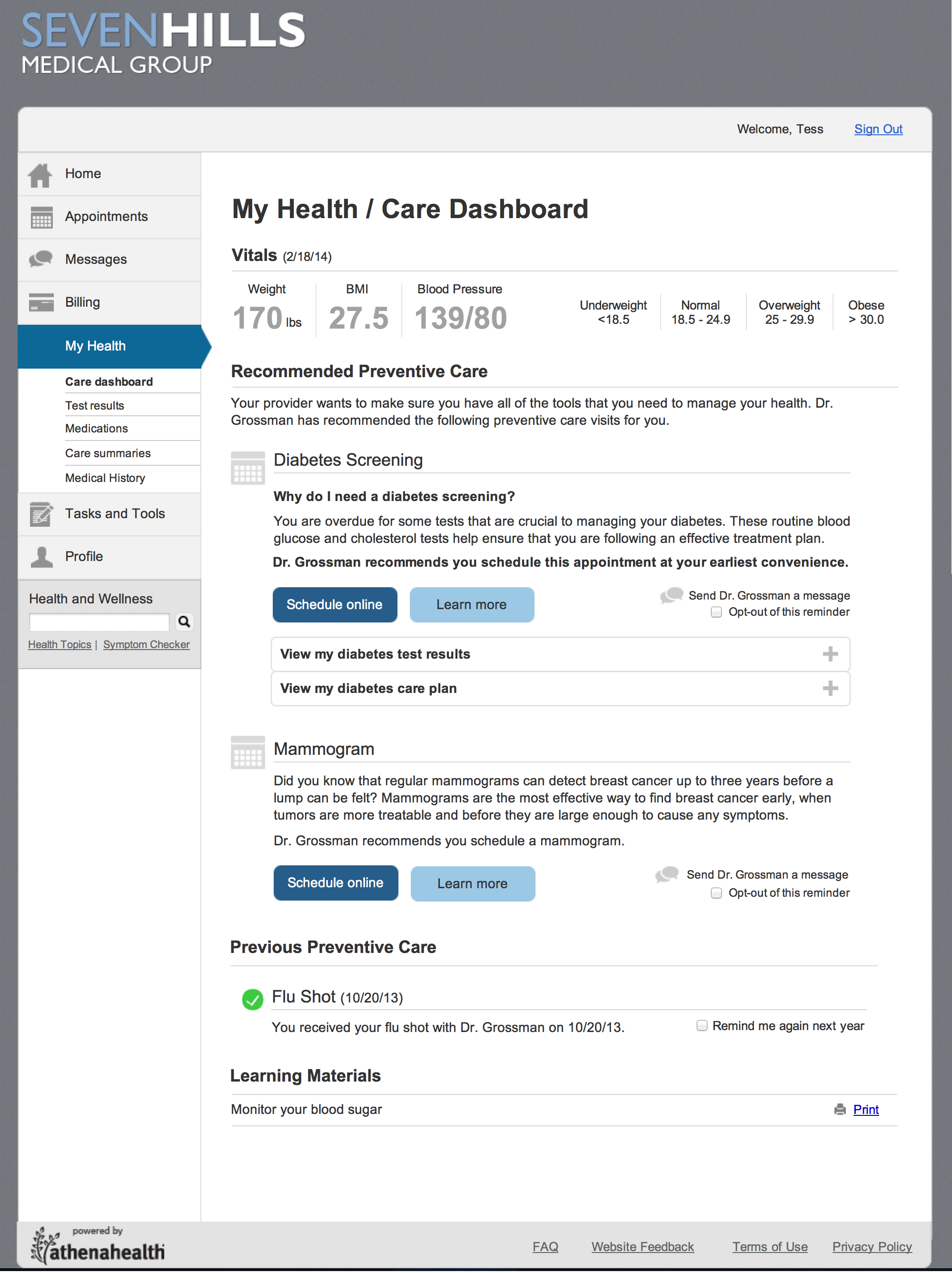 Care Dashboard — Erica Gatts
