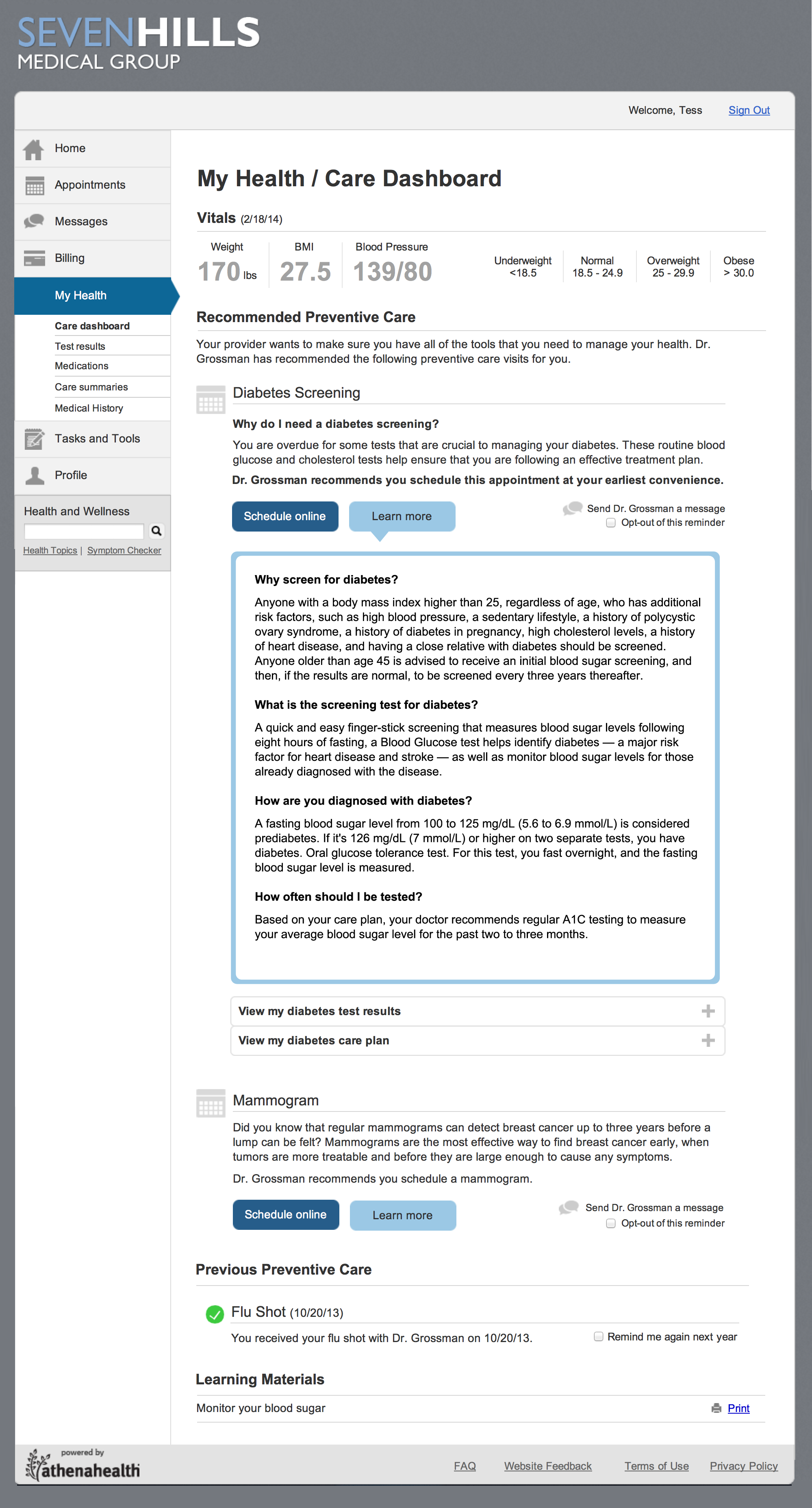 Care Dashboard — Erica Gatts