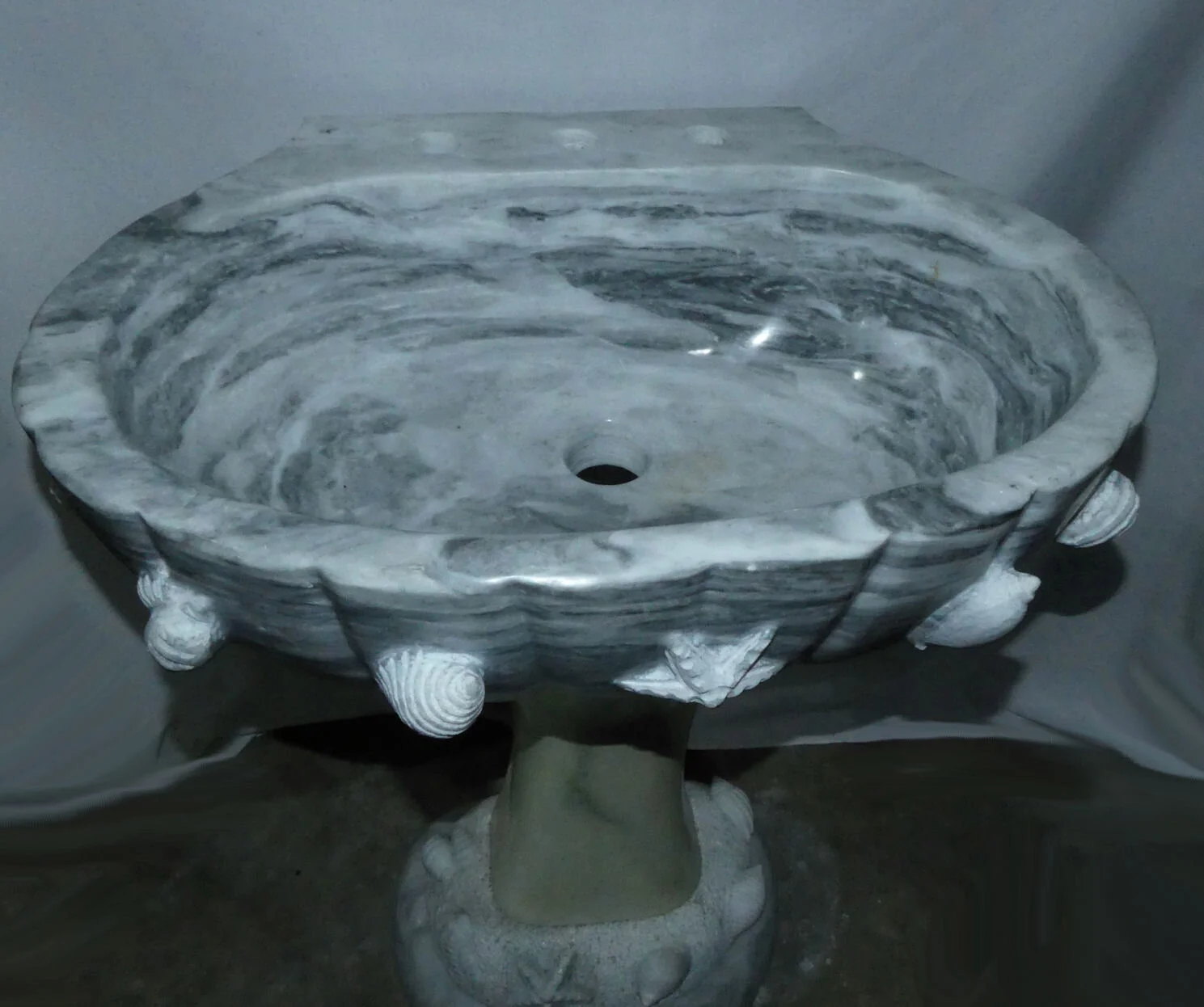 Encore Furniture Gallery-Marble Pedestal Sink with Sea Shell Decorations