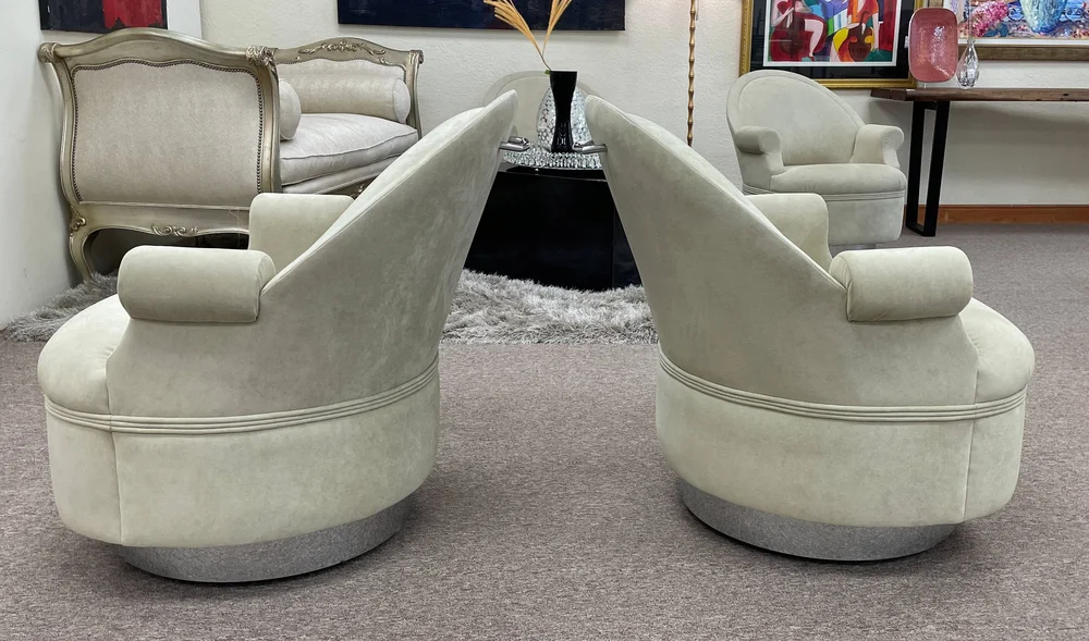 Pair Swivel Club Chairs
