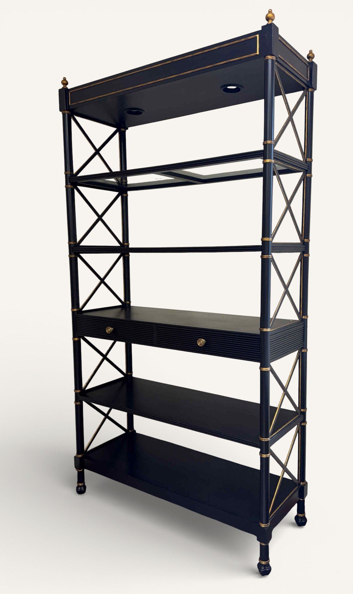 Encore Furniture Gallery-Sherrill Lighted Regency 5-Tier Etagere