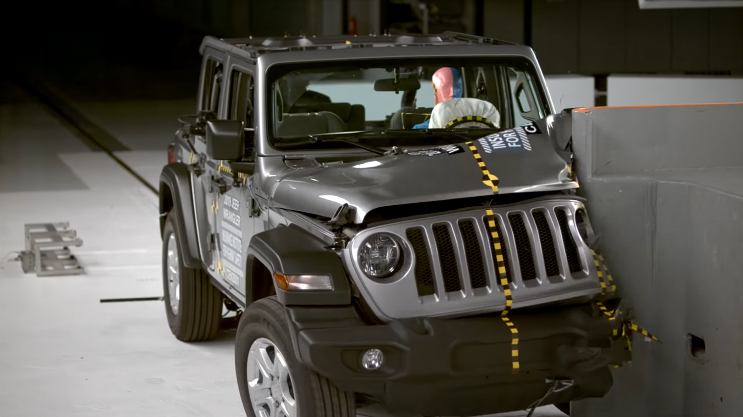 ROLL CENTRE: Jeep Wrangler flips over in official IIHS crash test - again