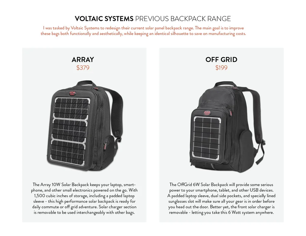 VOLTAIC SYSTEMS | Solar Backpacks — BRENT RADEWALD