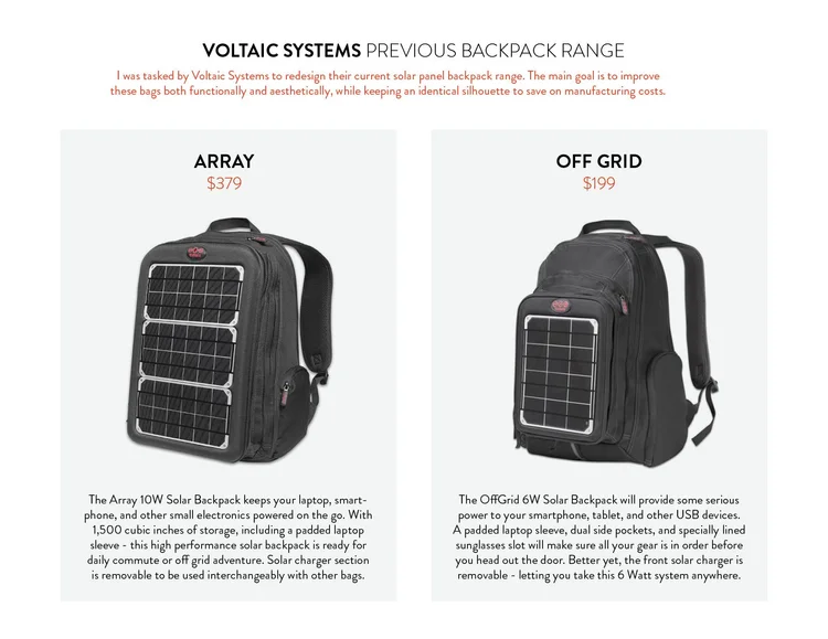 VOLTAIC SYSTEMS | Solar Backpacks — BRENT RADEWALD