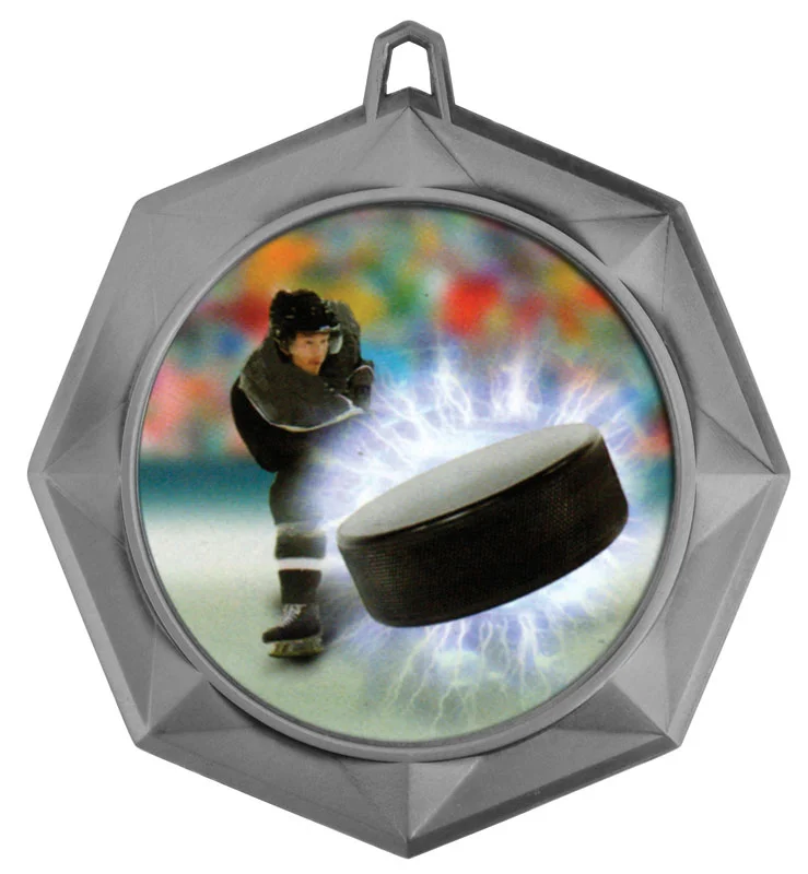 3" Octagon Medal Hockey Insert with ribbon — Trophy Gallery Canada ...