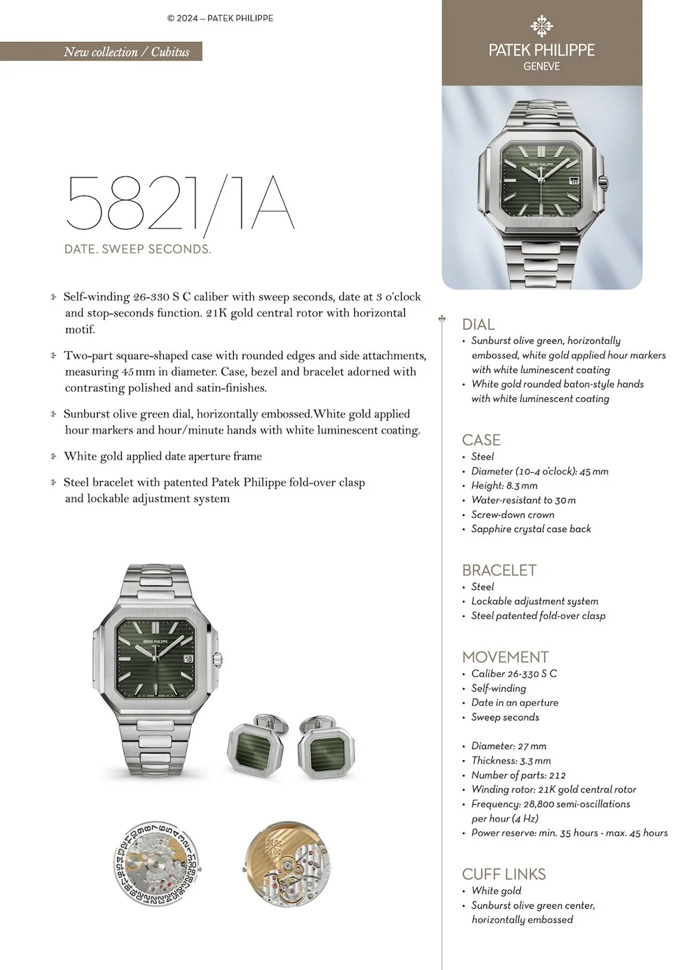 Introducing: Patek Philippe Cubitus Collection. Three Square-Shaped ...