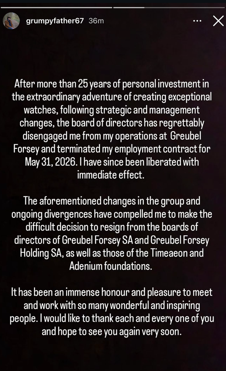 Breaking News: Stephen Forsey Exits Greubel Forsey Following Contract ...
