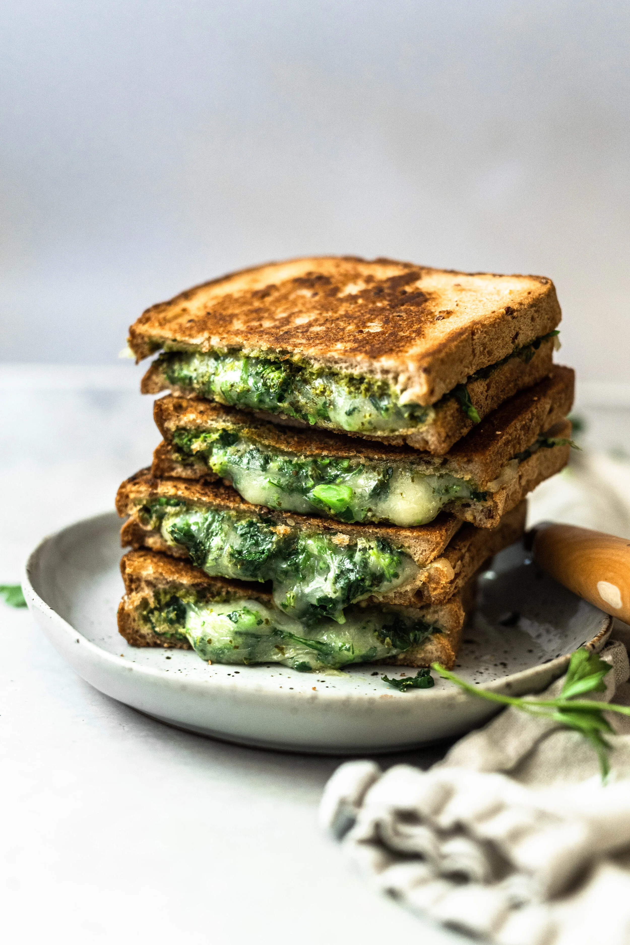 Broccoli Rabe Grilled Cheese w/ Green Harissa (GF & V) — dolly and oatmeal