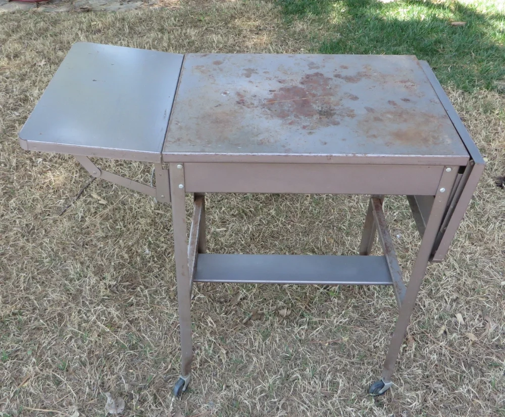 RUST? Not a problem! Old metal typewriter table repurposed ...