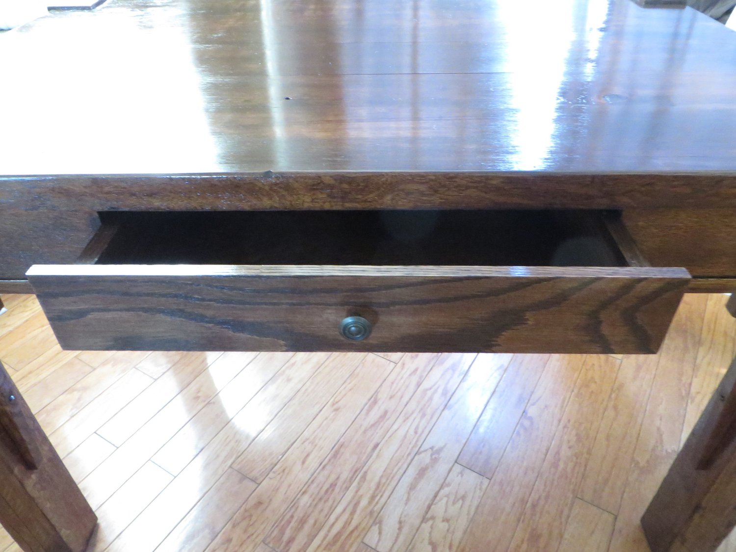 Antique oak library table makeover...with my AWESOME daughter ...