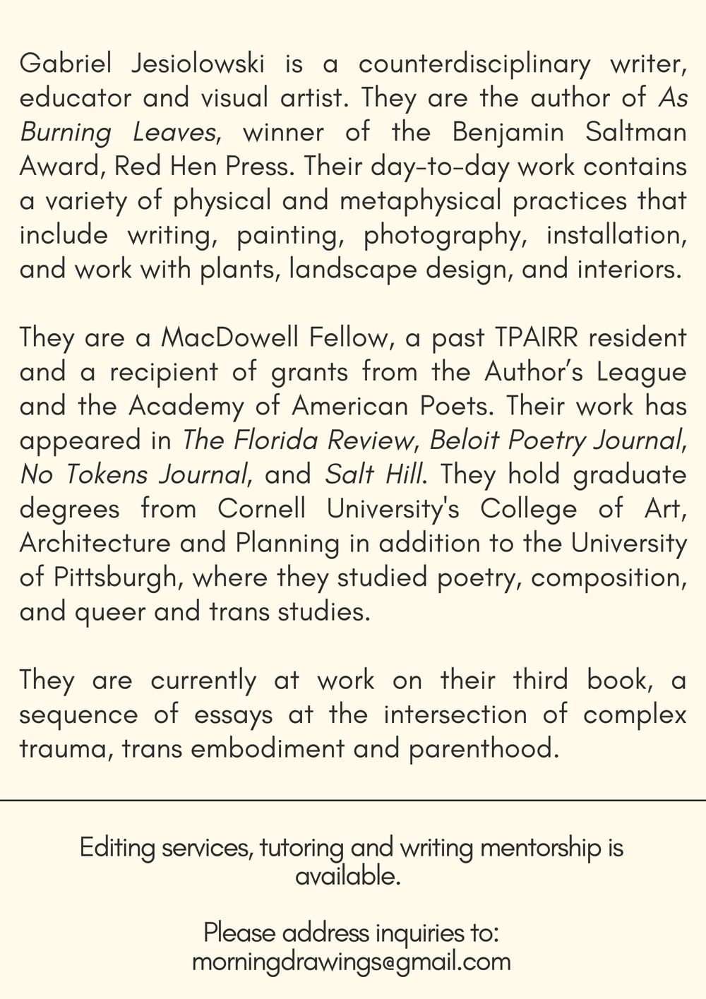 ABOUT — GABRIEL JESIOLOWSKI