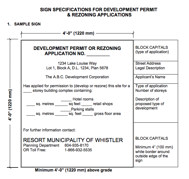 Whistler Printing & Signs Ltd.-Signs - RMOW Development Permit Signs