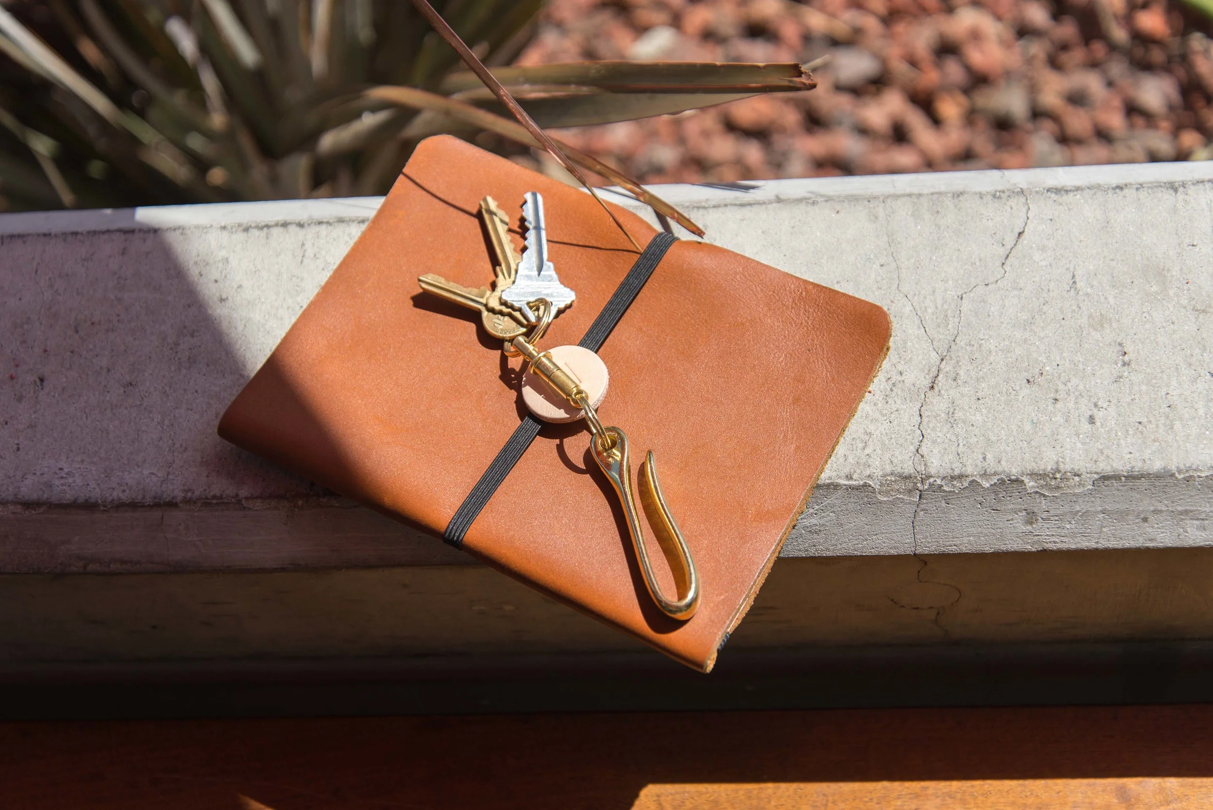 Solid Brass Quick Release Key Hook with Leather Tag — 1.61 Soft Goods