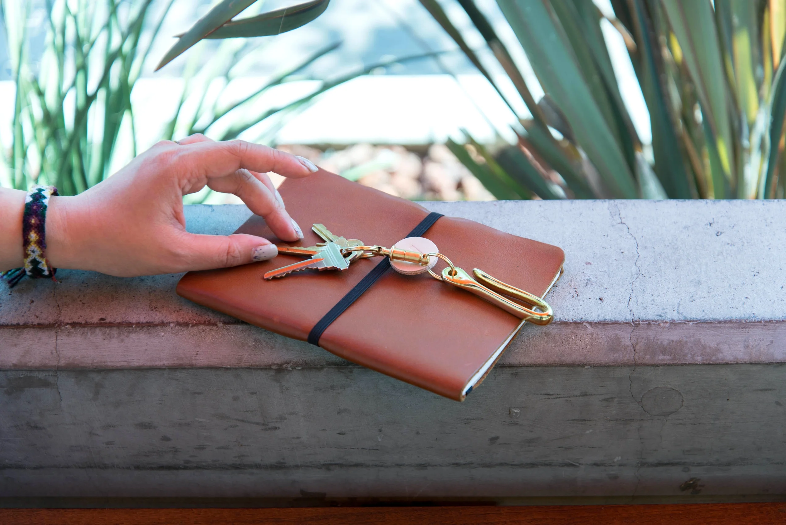 Solid Brass Quick Release Key Hook with Leather Tag — 1.61 Soft Goods