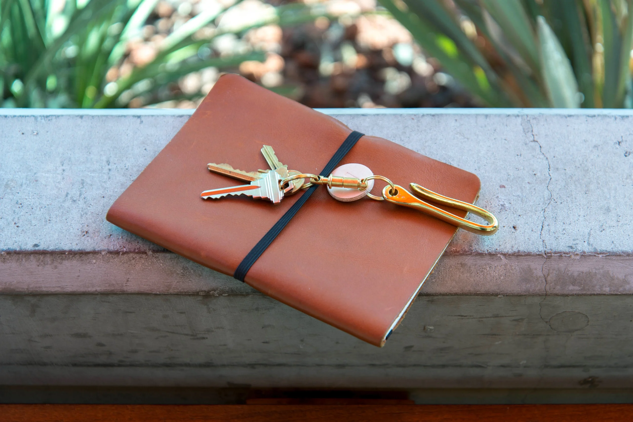 Solid Brass Quick Release Key Hook with Leather Tag — 1.61 Soft Goods