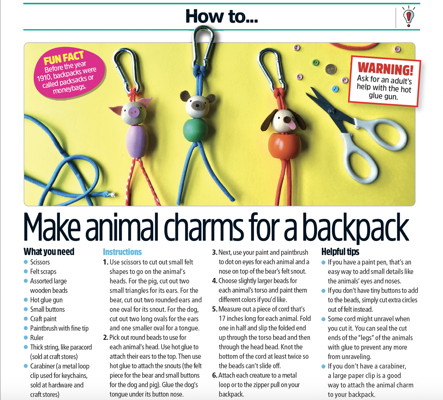 Make an Animal Friend for Your Backpack! — super make it