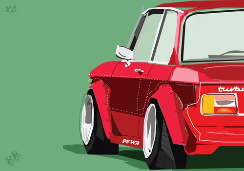 BMW 2002 Turbo Illustration Print (2025) – Widebody Red by Kyle Mosher ...