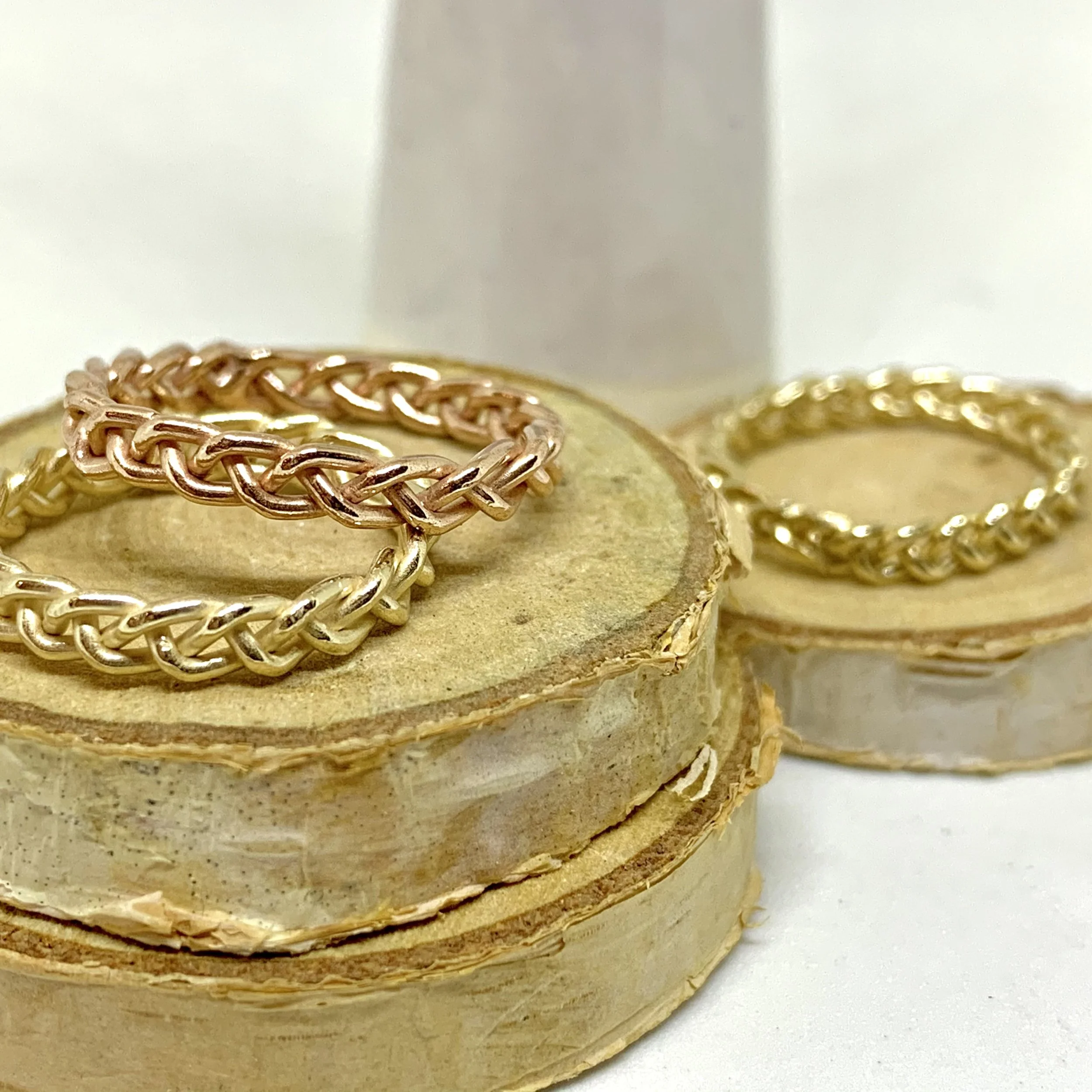 14 Karat Yellow Gold Braid Ring - Feeding On Frost