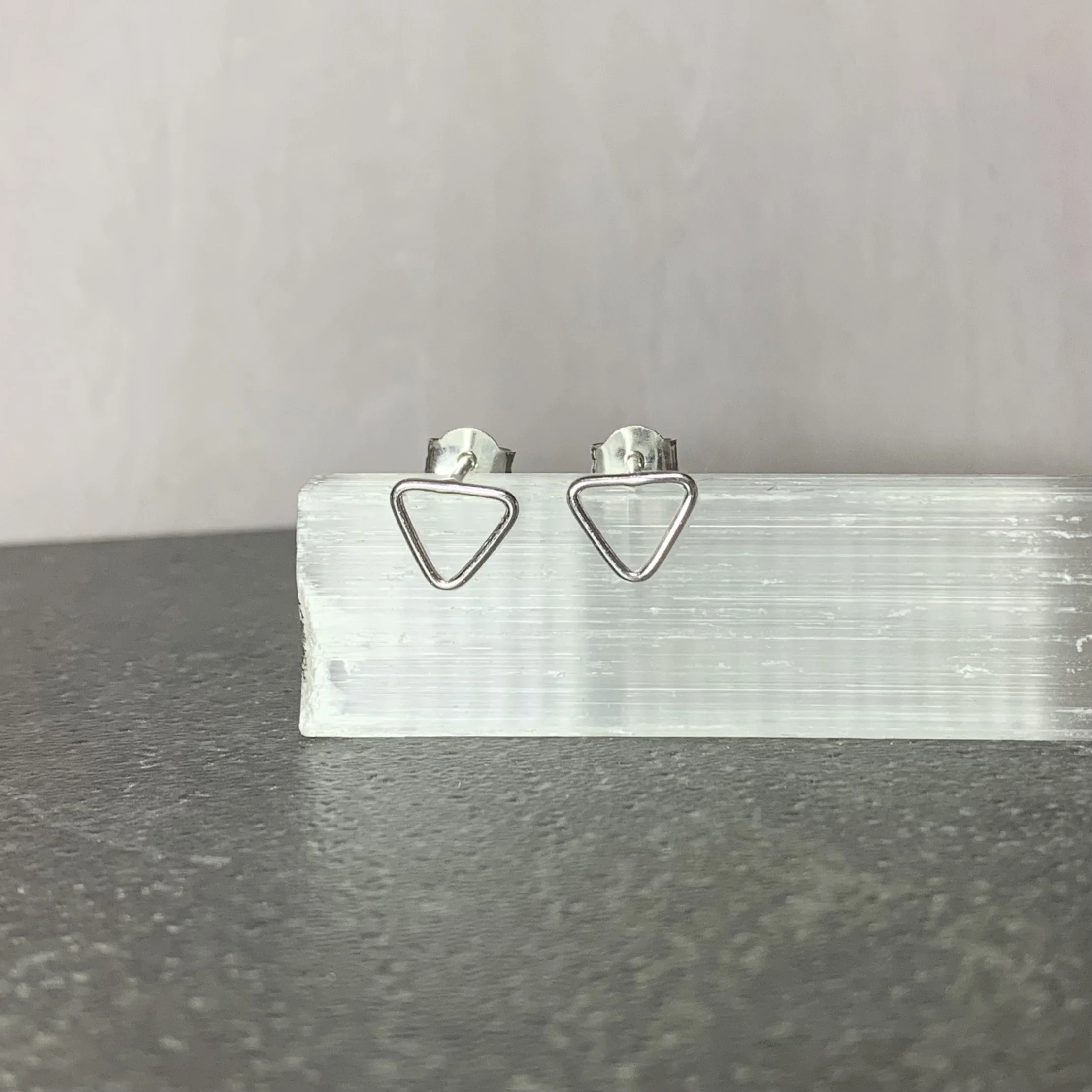 Triangle Studs Sterling Silver - Feeding On Frost