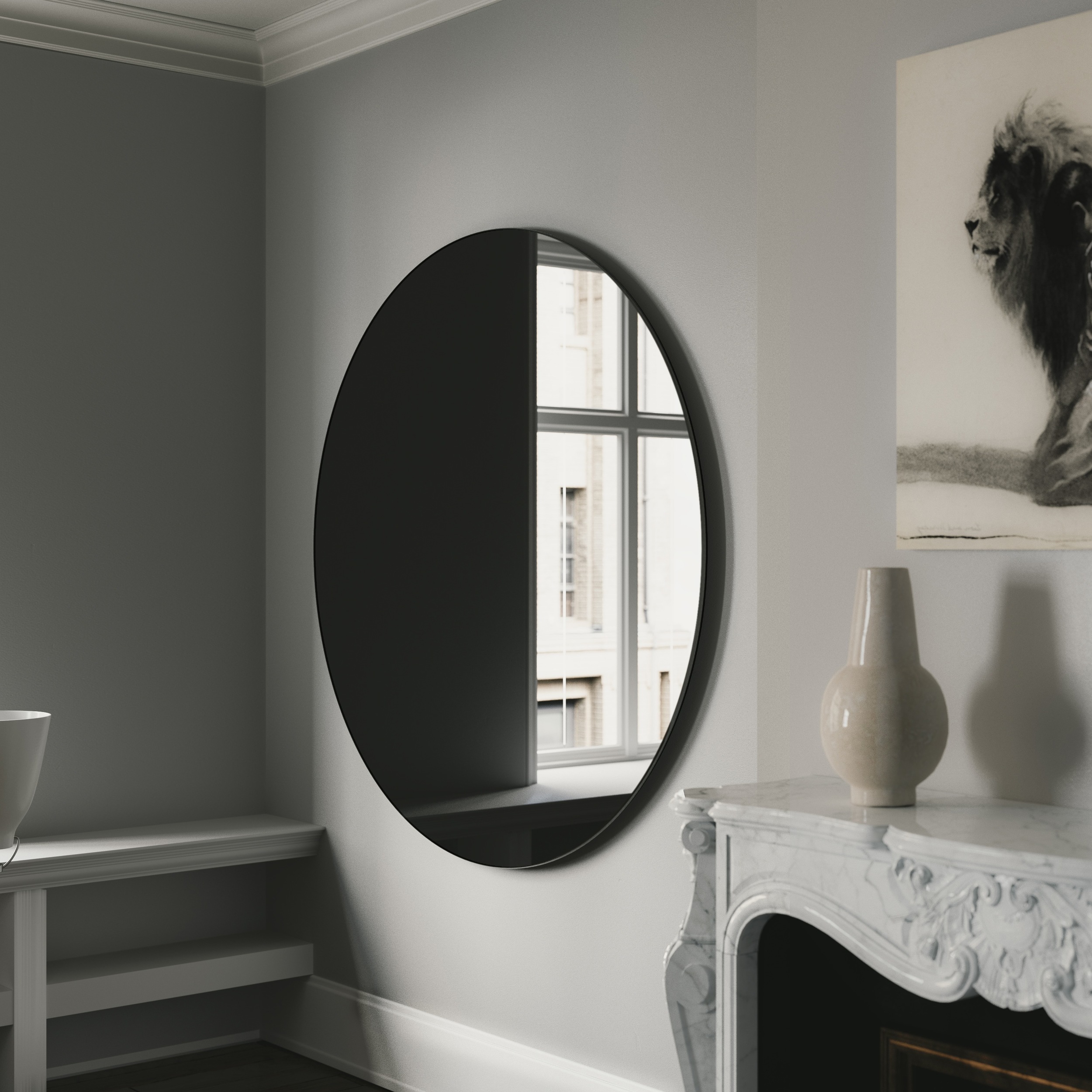 Black glass mirror online