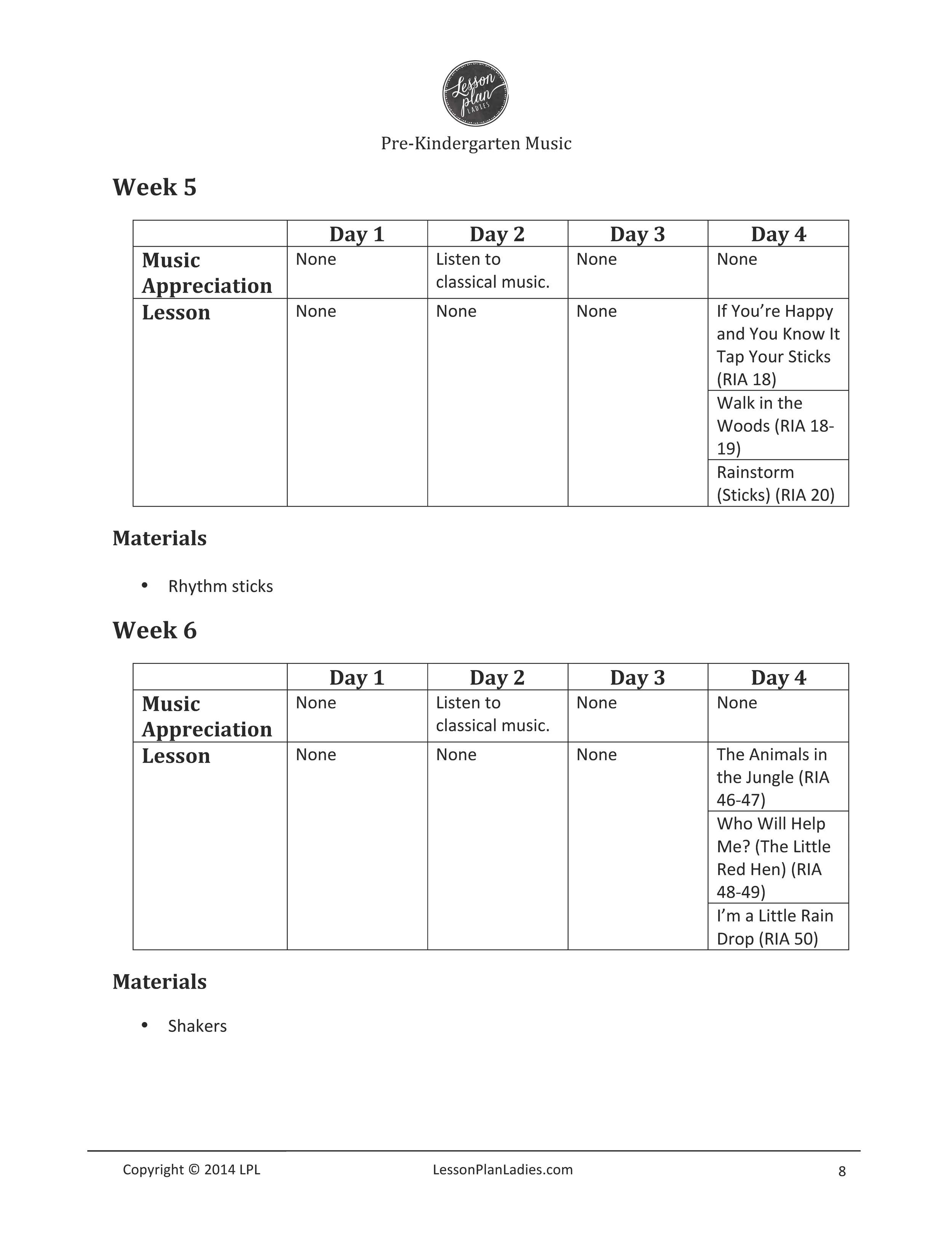 Lesson Plan Ladies