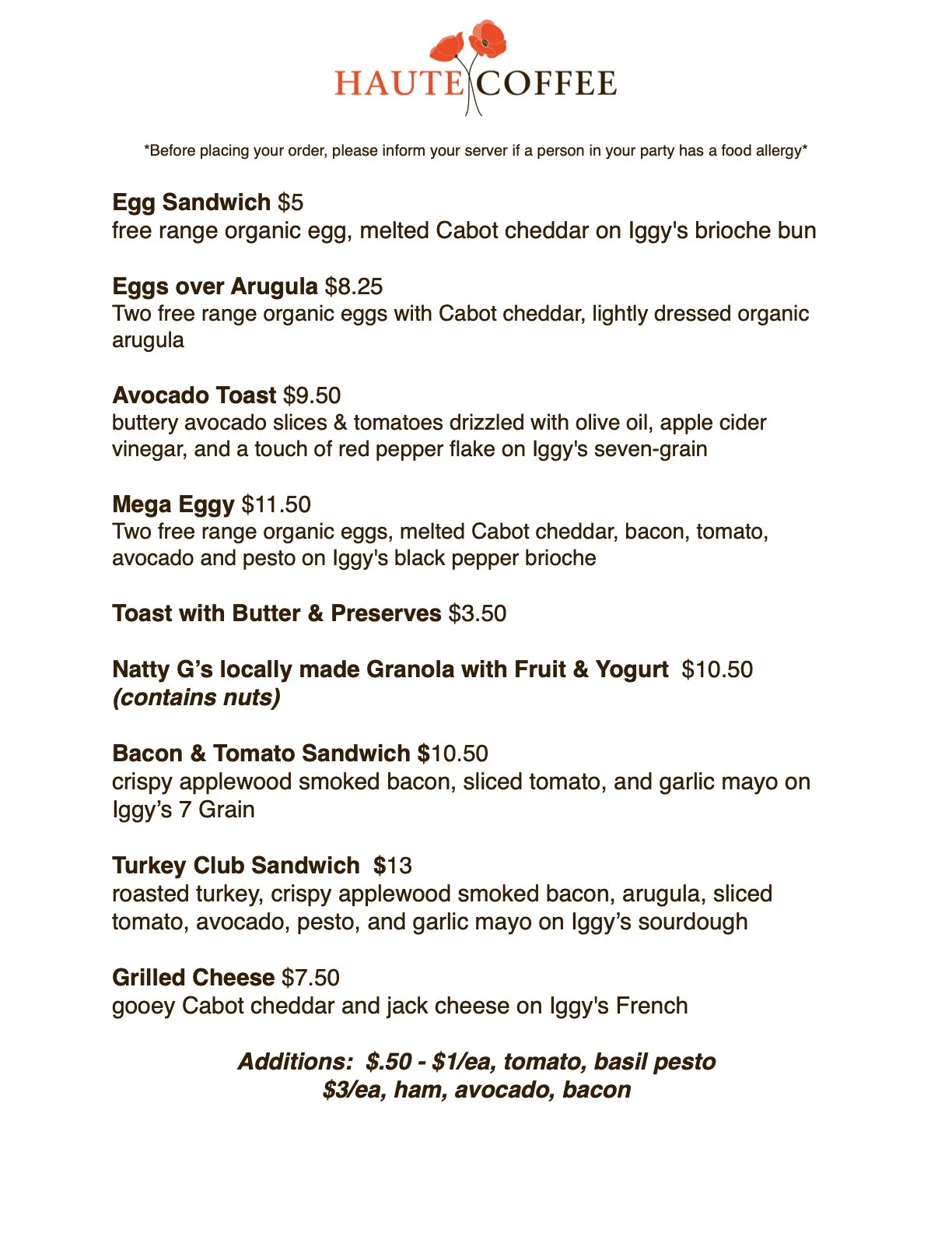 Menu — Haute Coffee