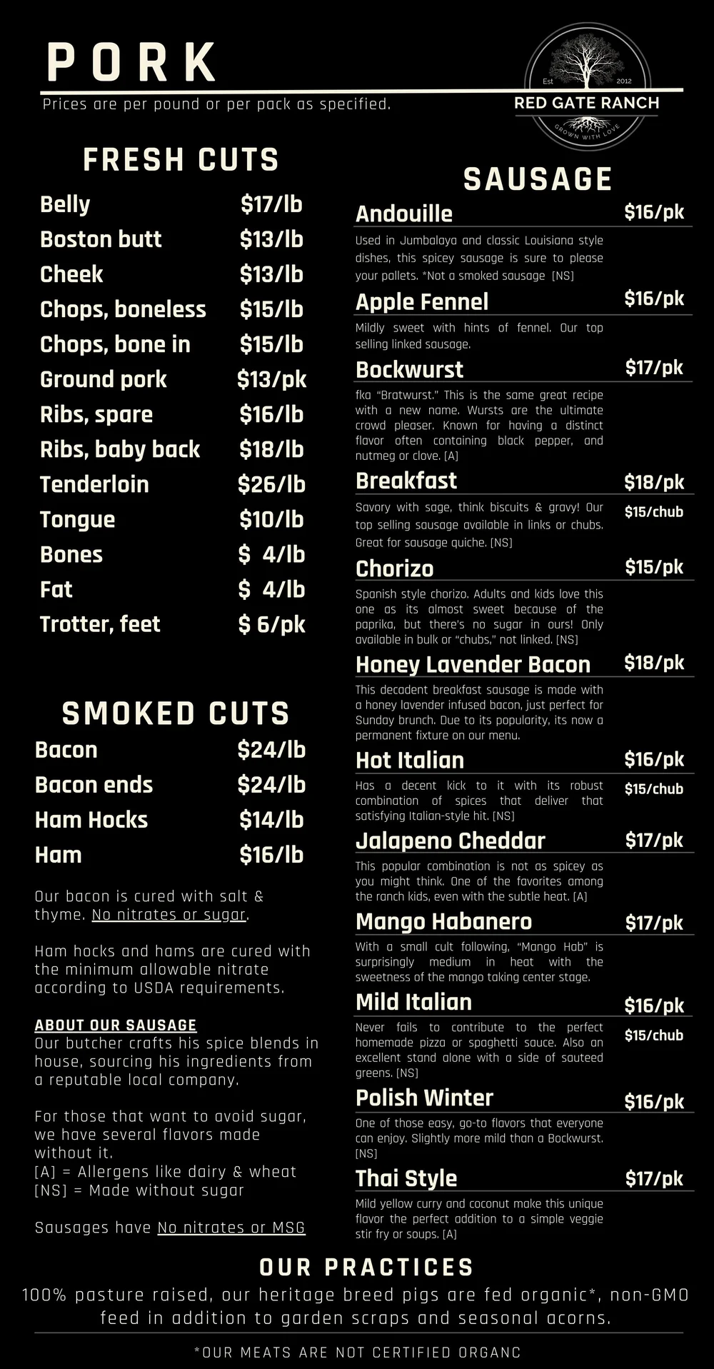 PASTURE RAISED MEATS — Red Gate Ranch