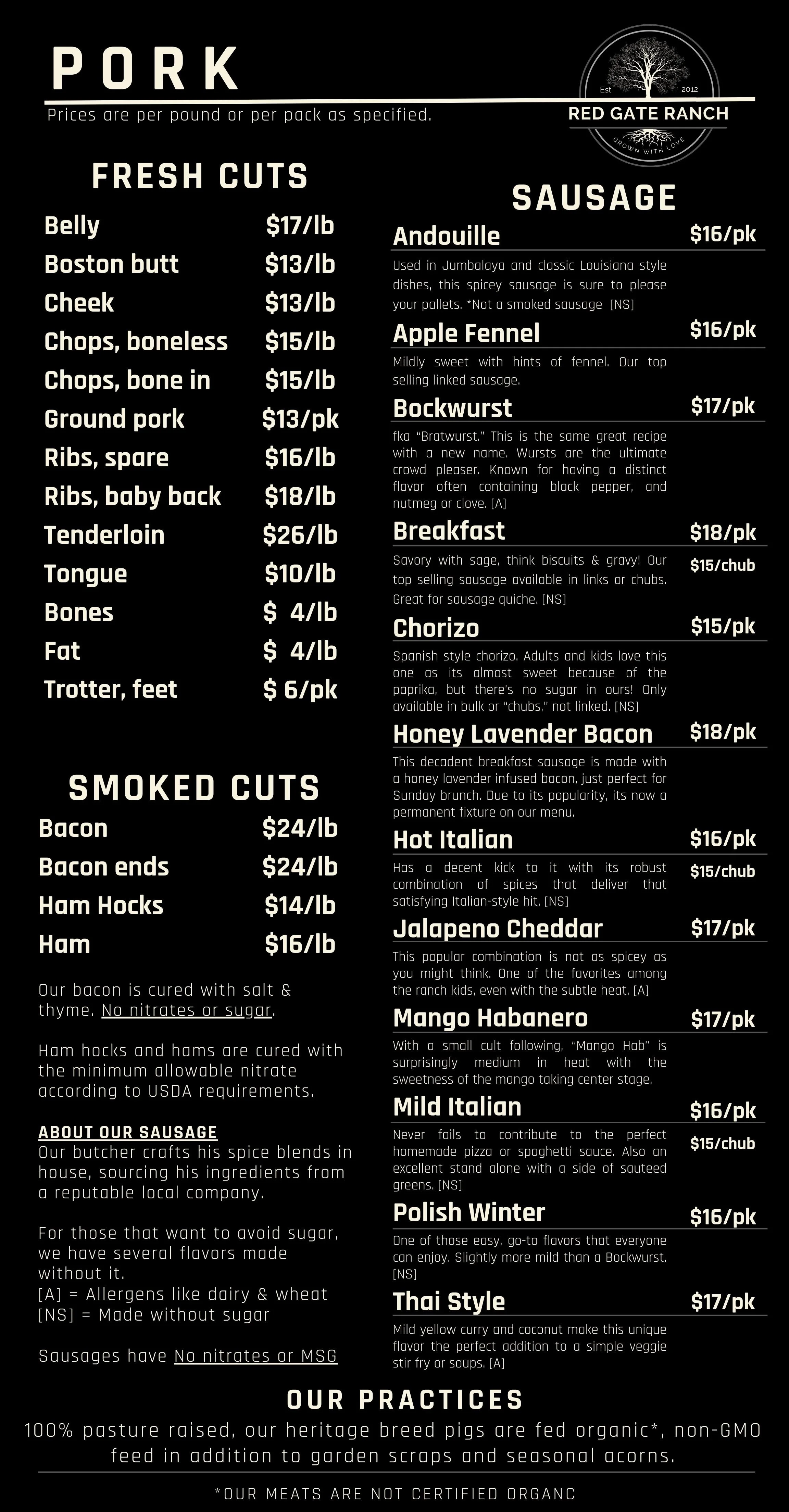 PASTURE RAISED MEATS — Red Gate Ranch