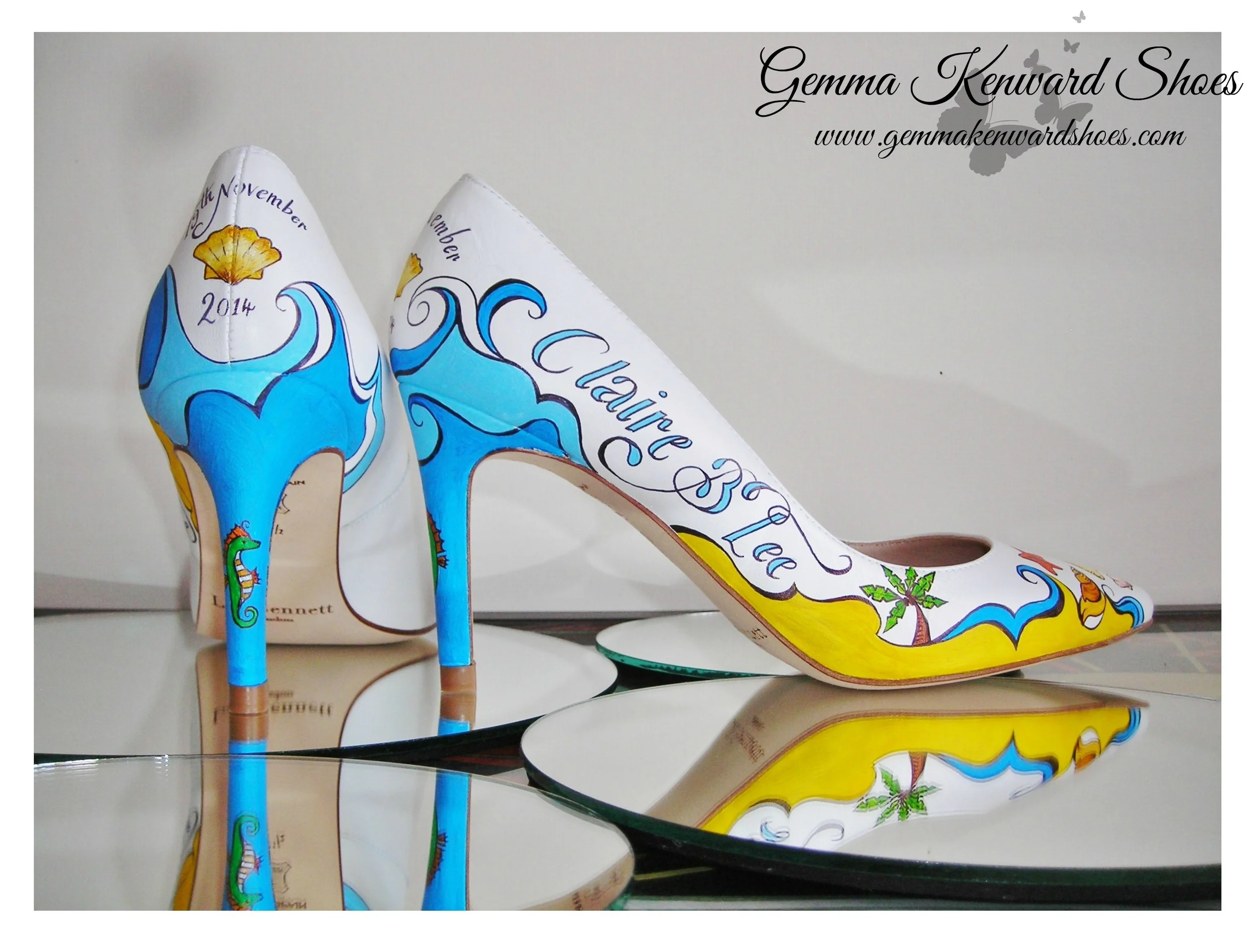 She sells sea shells on the sea shore and hand painted wedding shoes too.