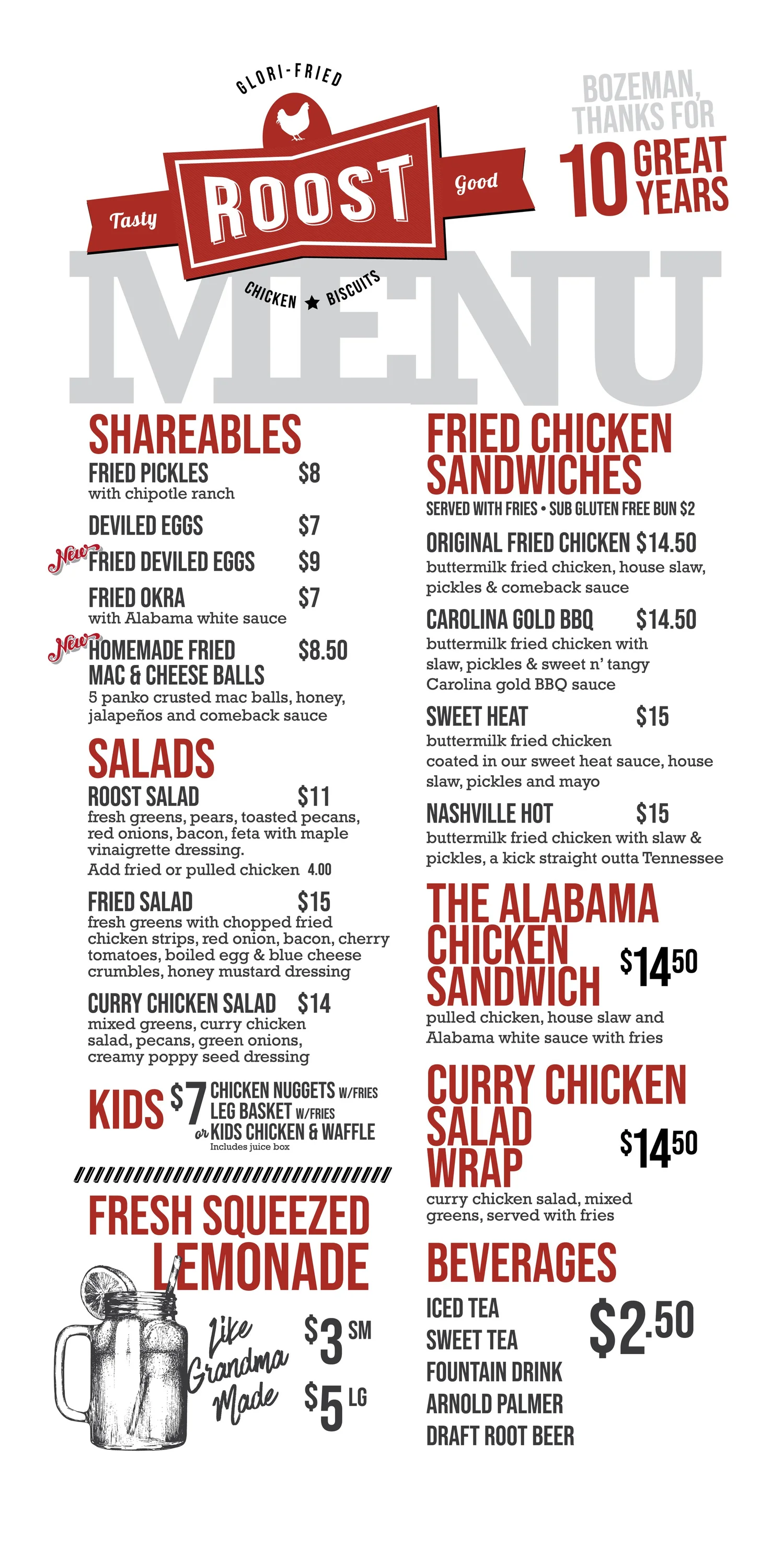 Menu — Roost Fried Chicken