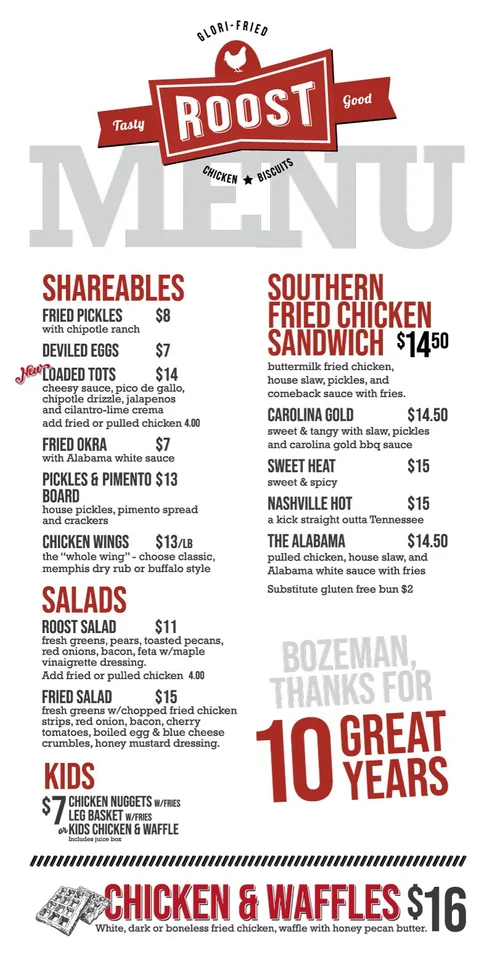 Menu — Roost Fried Chicken