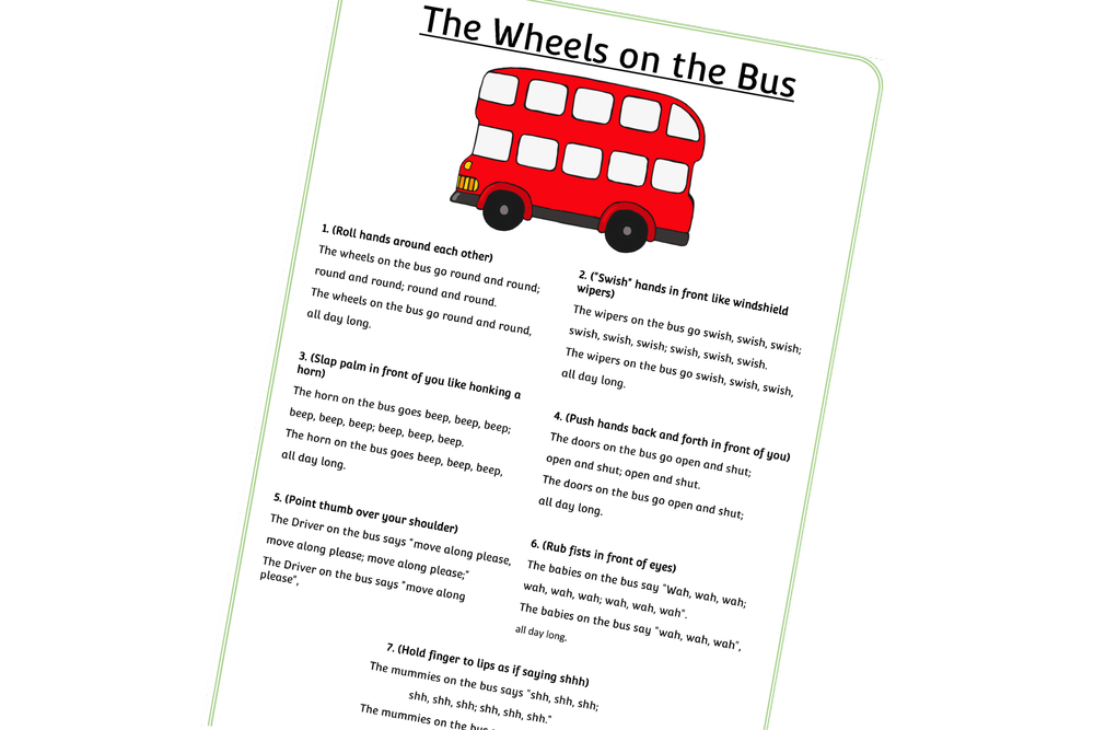 The Wheels On The Bus Go Round And Round Lyrics