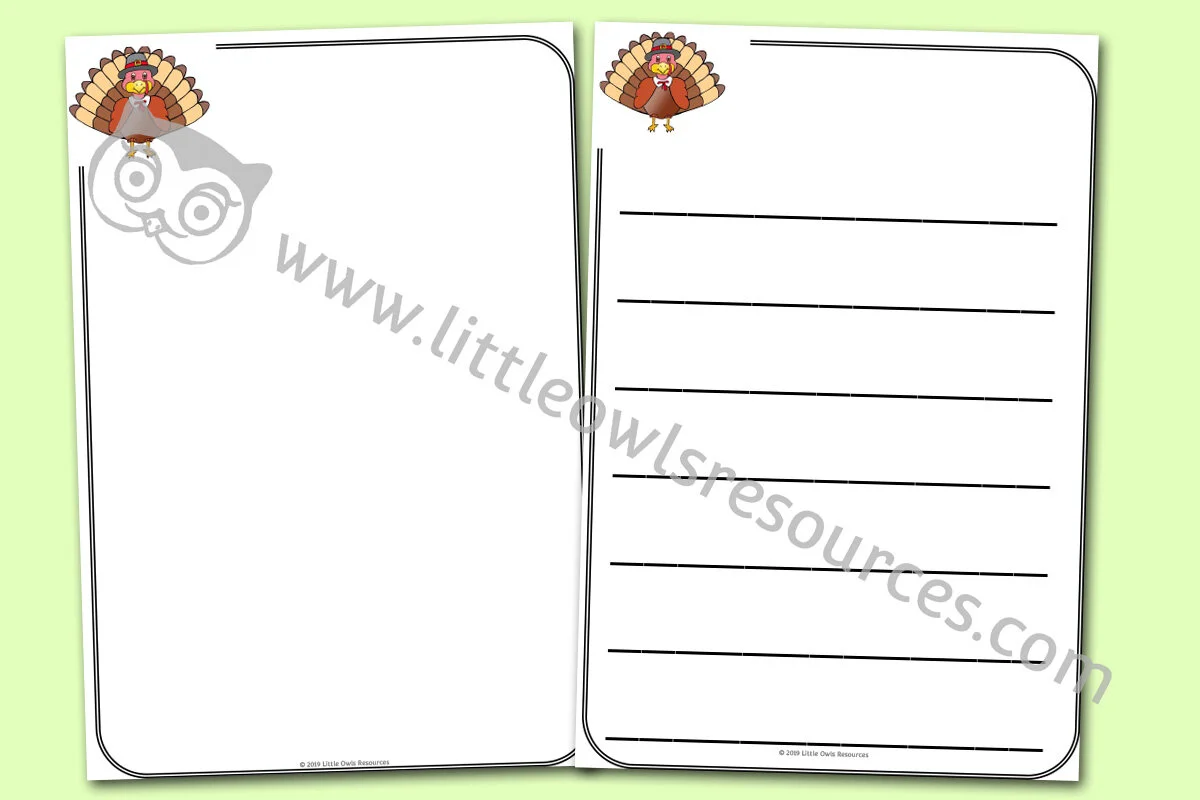 Turkey Writing Paper Printables