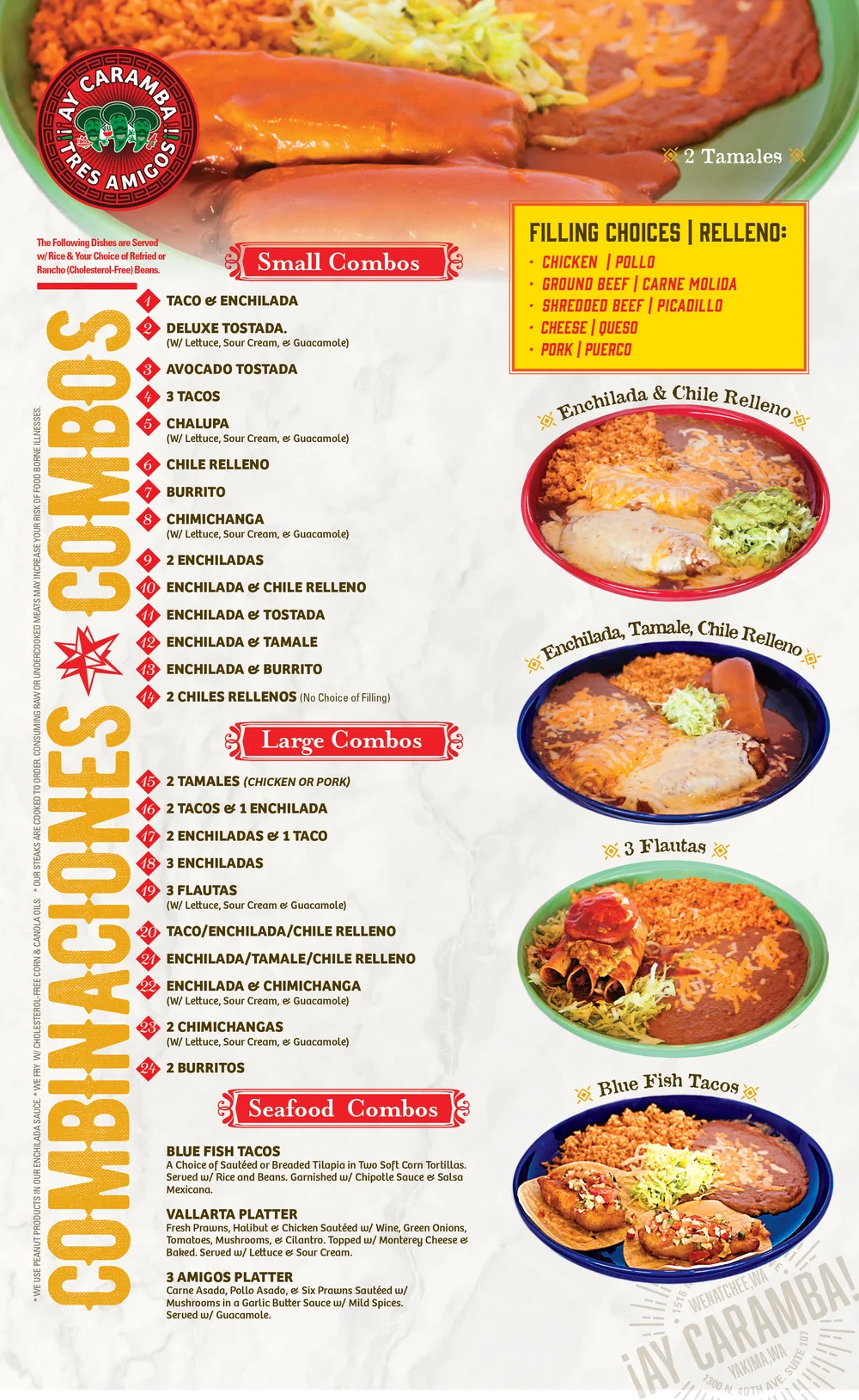 Tres Amigos Menu