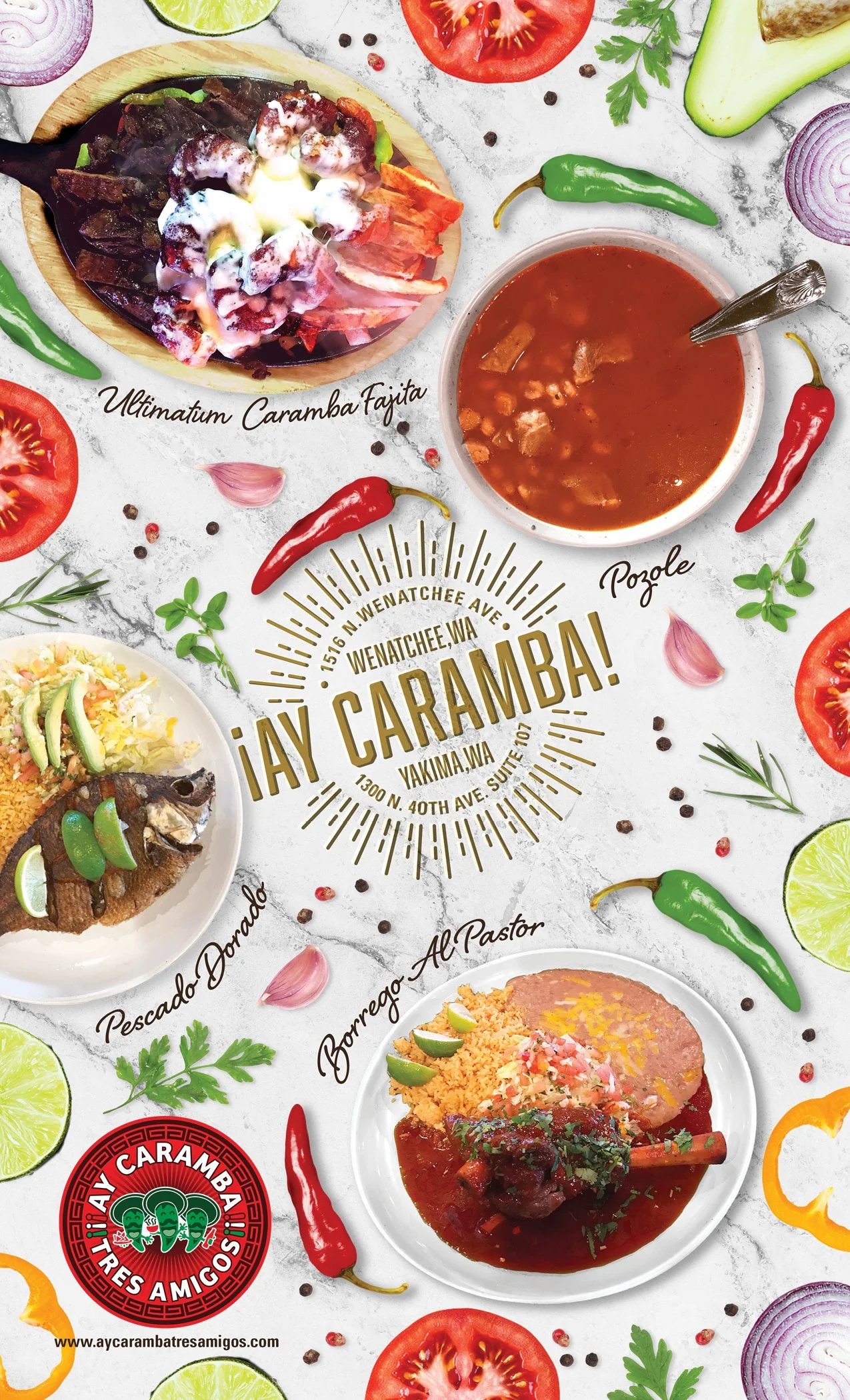 Menu — Ay Caramba Tres Amigos