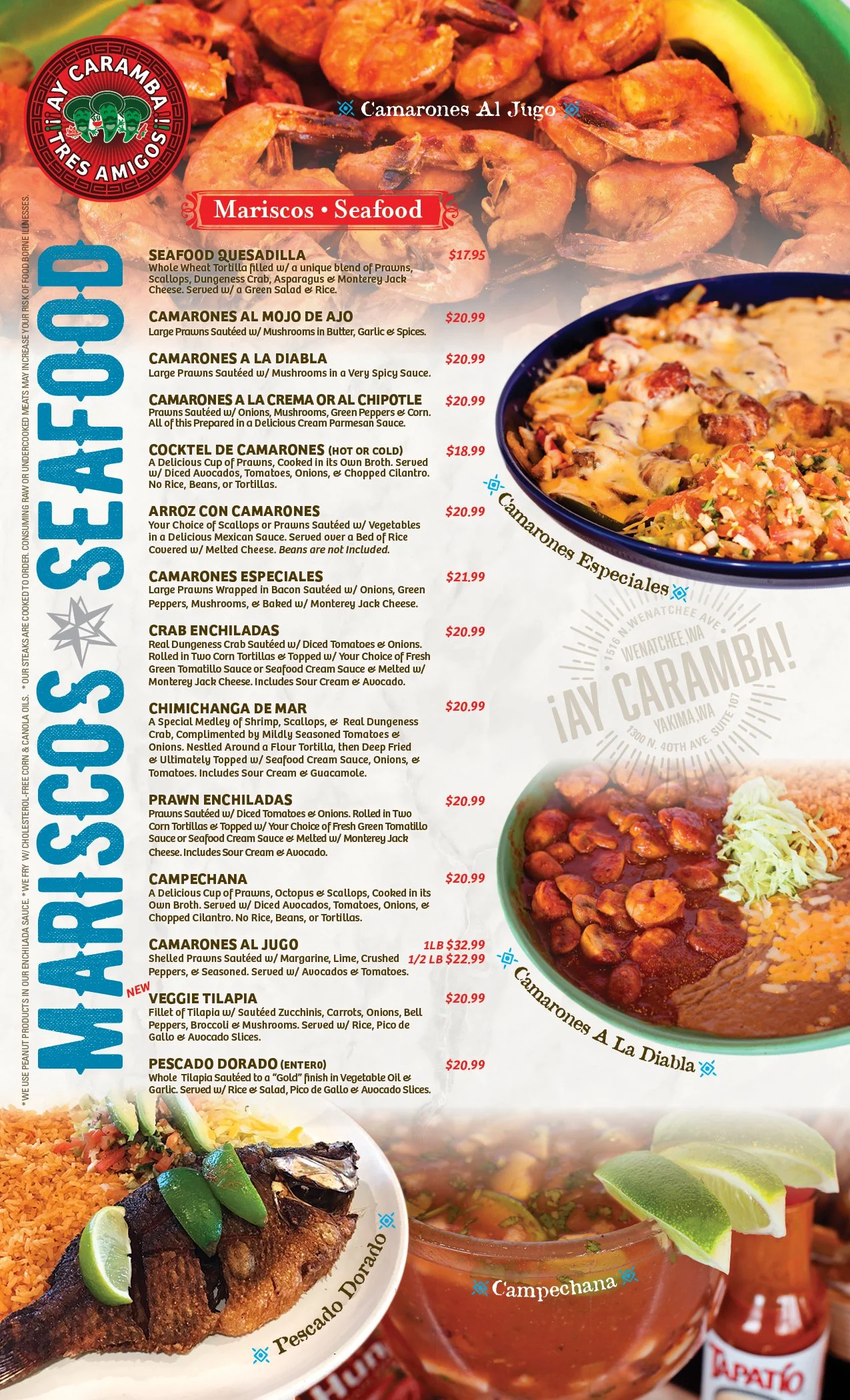 Menu — Ay Caramba Tres Amigos