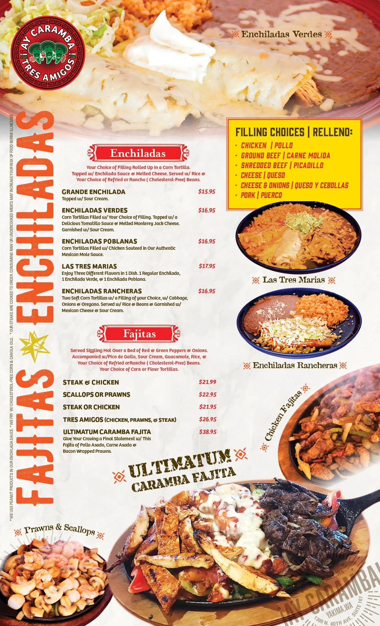 Menu — Ay Caramba Tres Amigos