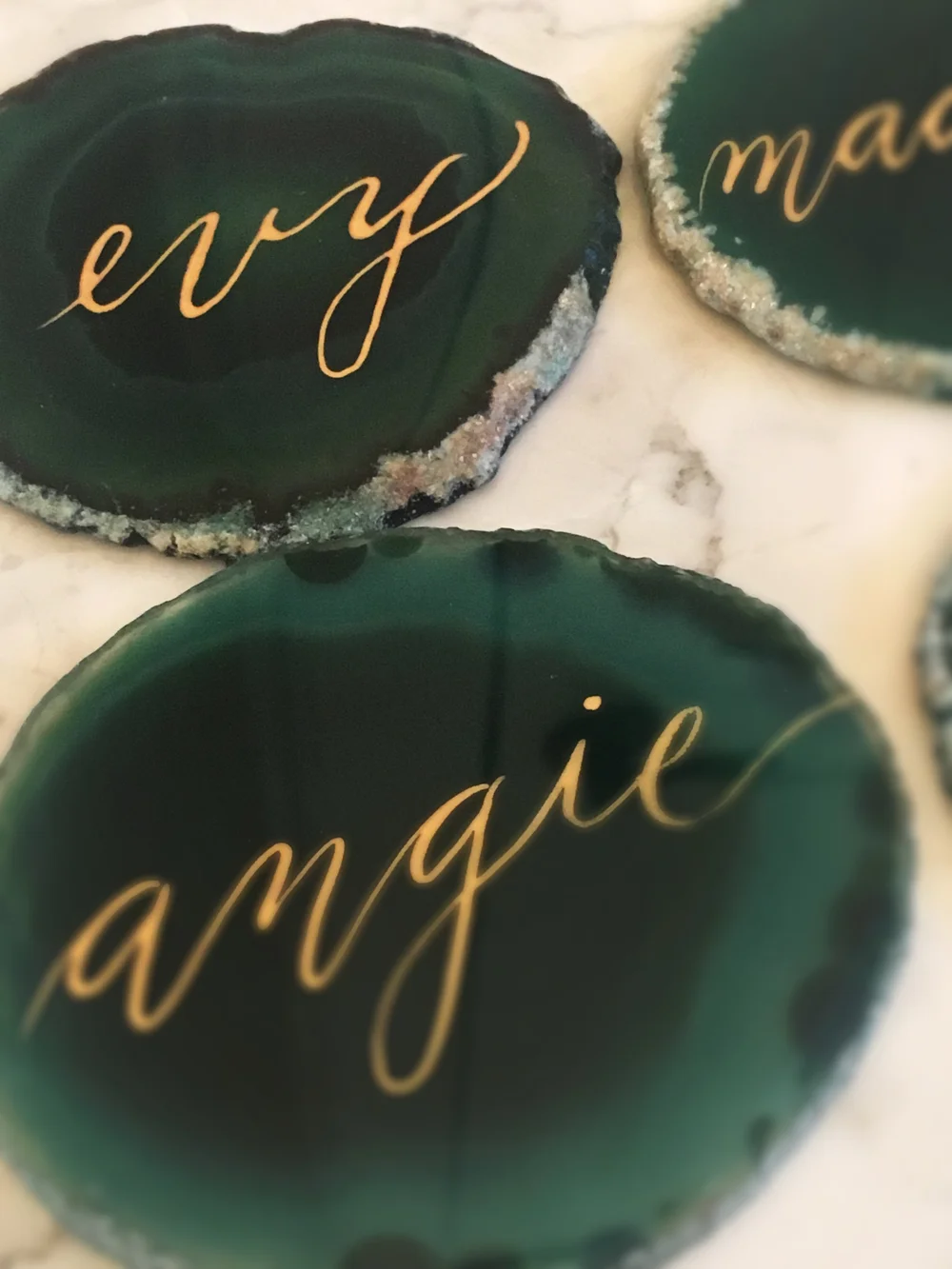 Green Agate Stone Calligraphy - Hand Lettering | Slinging Ink