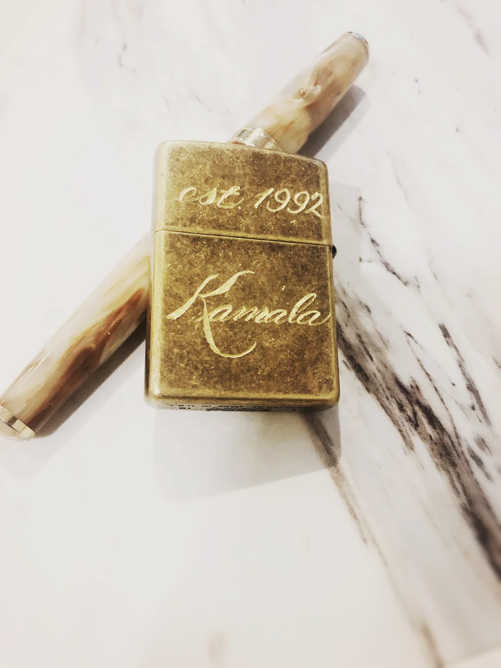 Antique Brass Lighter - Houston Metal Engraving | Slinging Ink