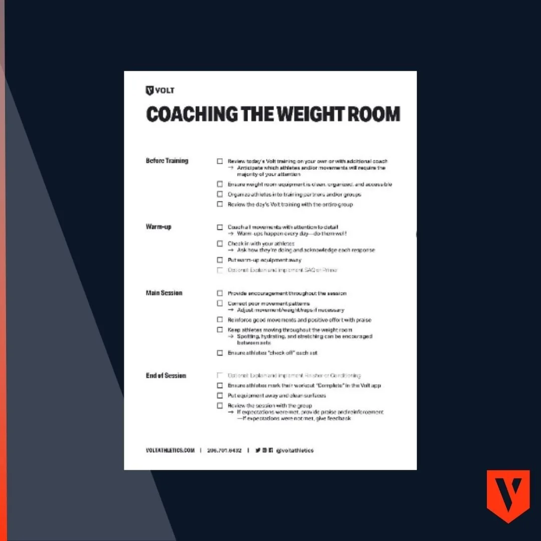 Your Checklist for Coaching a Safe and Efficient Weight Room — Volt ...