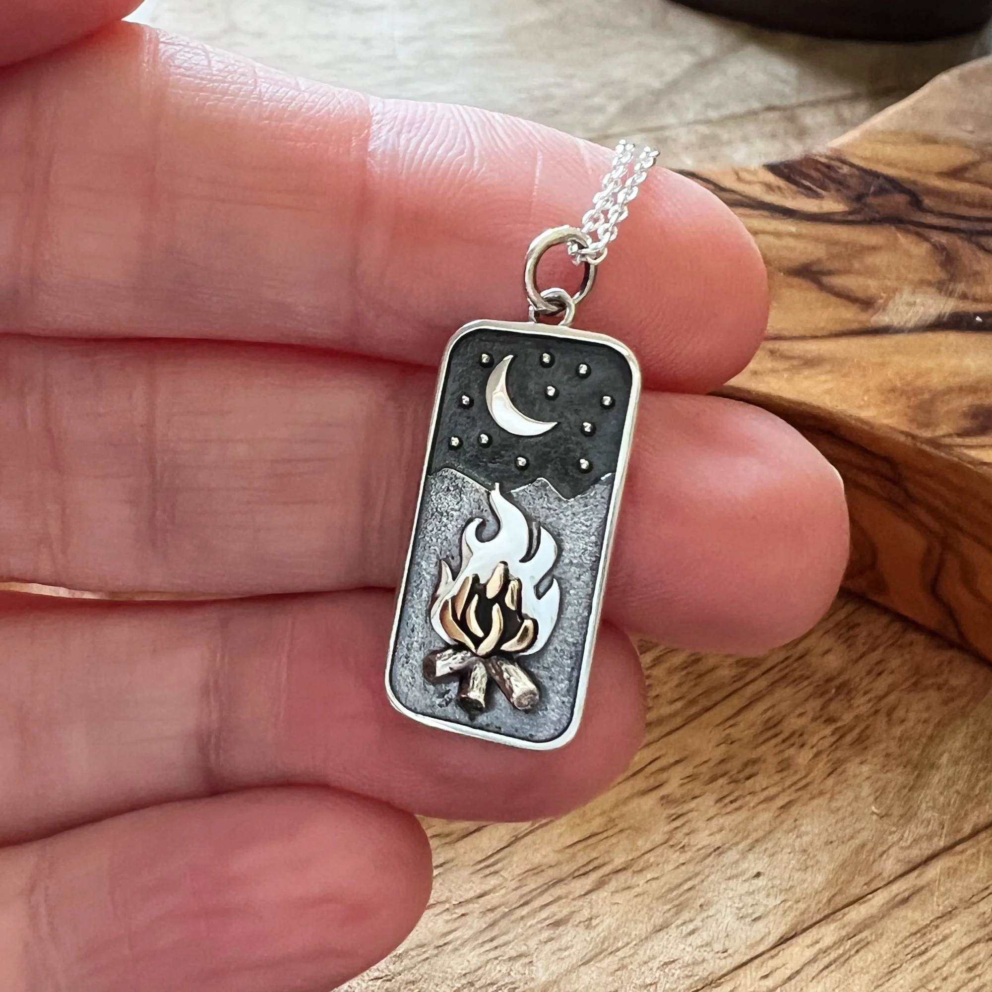 Charm necklace, mountains, waves, nature themed gifts for women ...