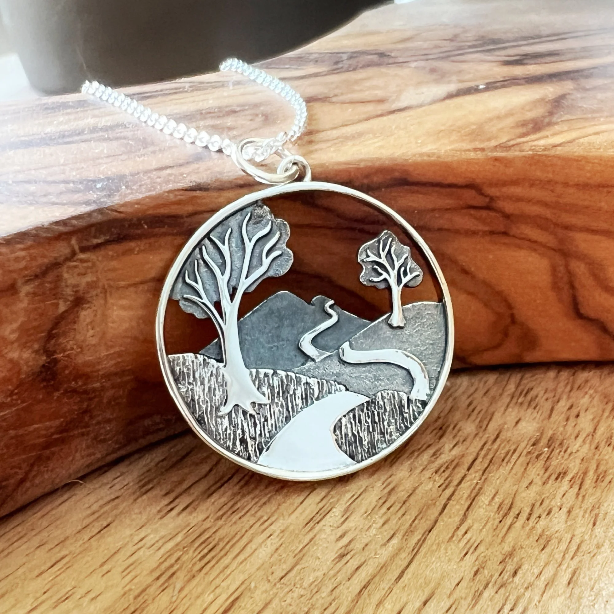 Charm necklace, mountains, waves, nature themed gifts for women ...