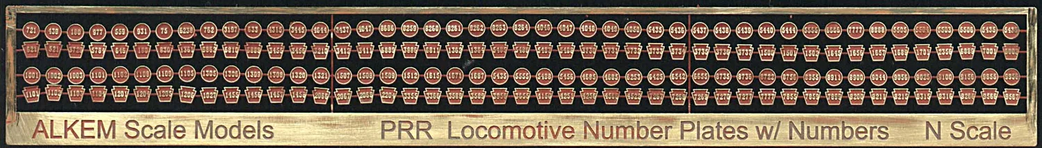 PRR Locomotive Number Plates — Alkem Scale Models