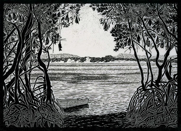 Linocuts of Australian Landscape, Trees & Water — Rachel Newling