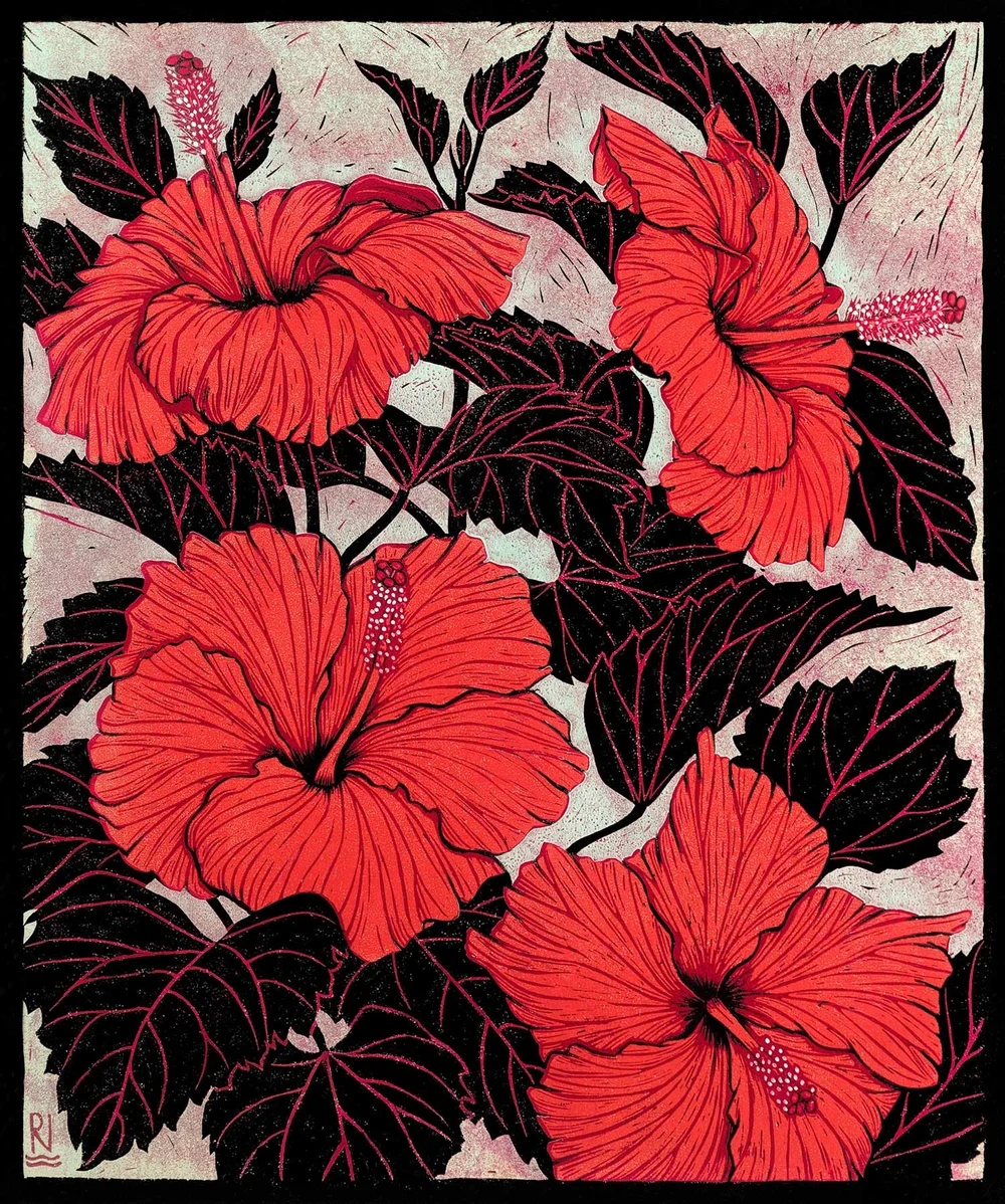 Linocuts of Exotic Flowers, Gallery 1 — Rachel Newling